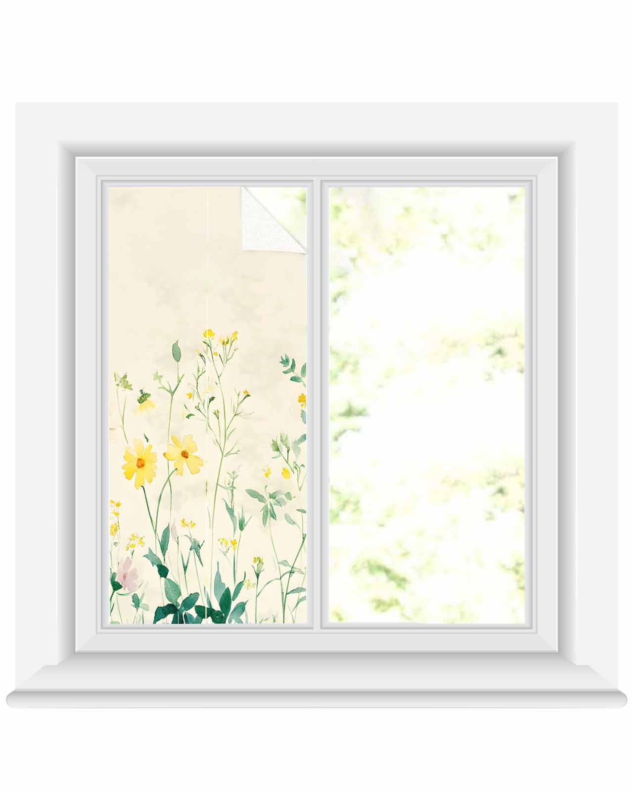 Window Privacy Film Yellow Floral Summer Stained Glass Window Film ...