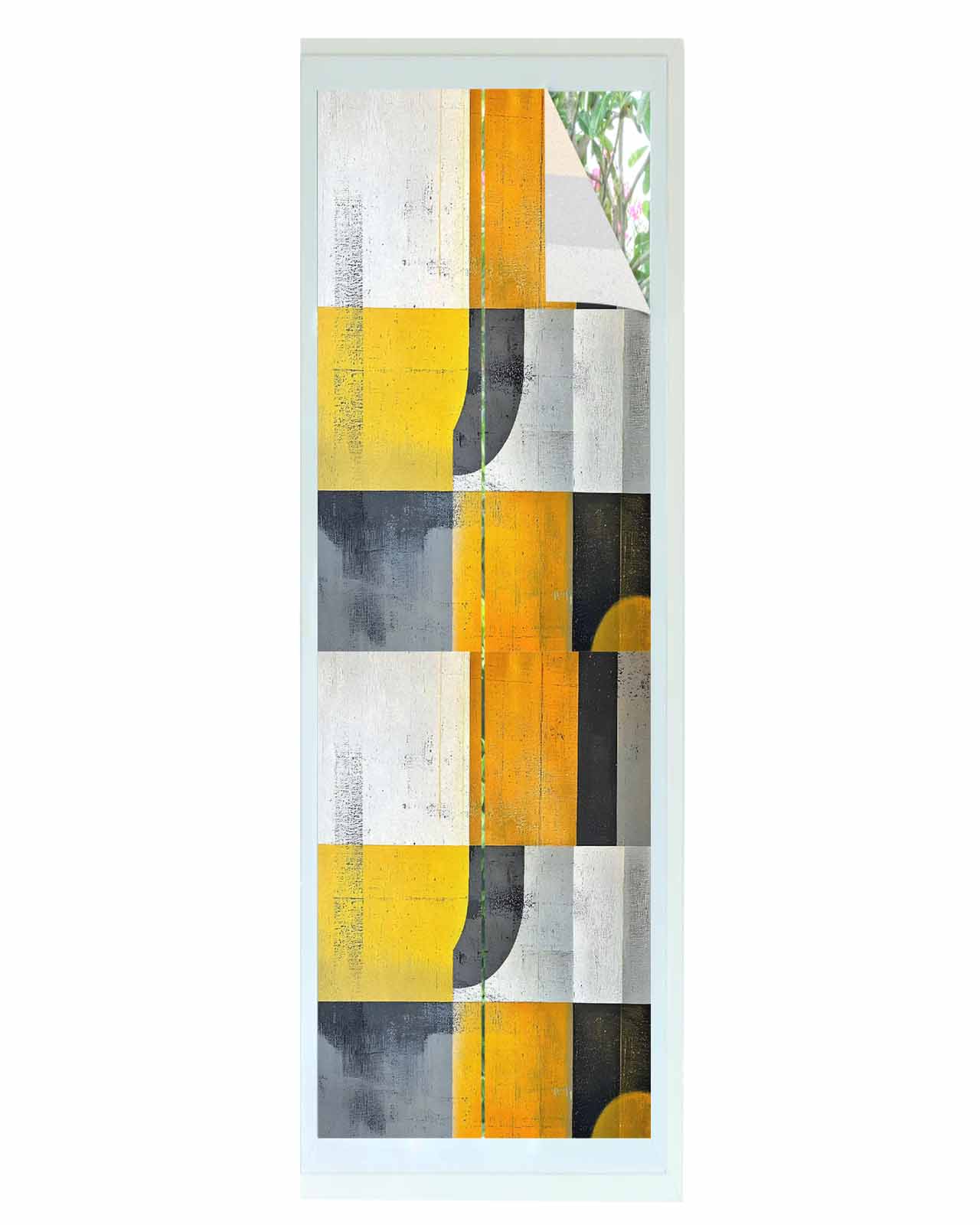Window Privacy Film Yellow Grey Geometric Stained Glass Window Film ...