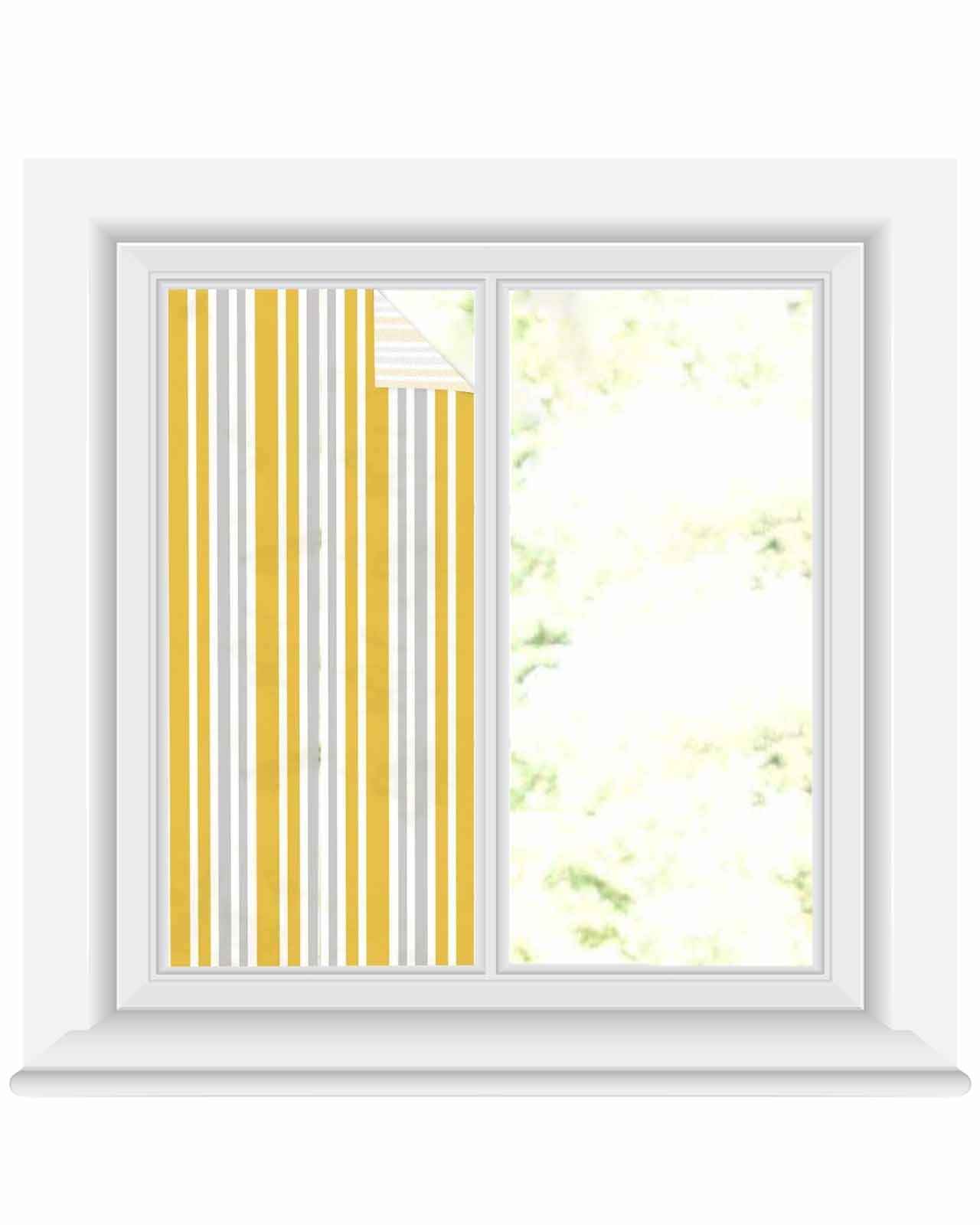 Window Privacy Film Yellow Grey Stripe Stained Glass Window Film ...
