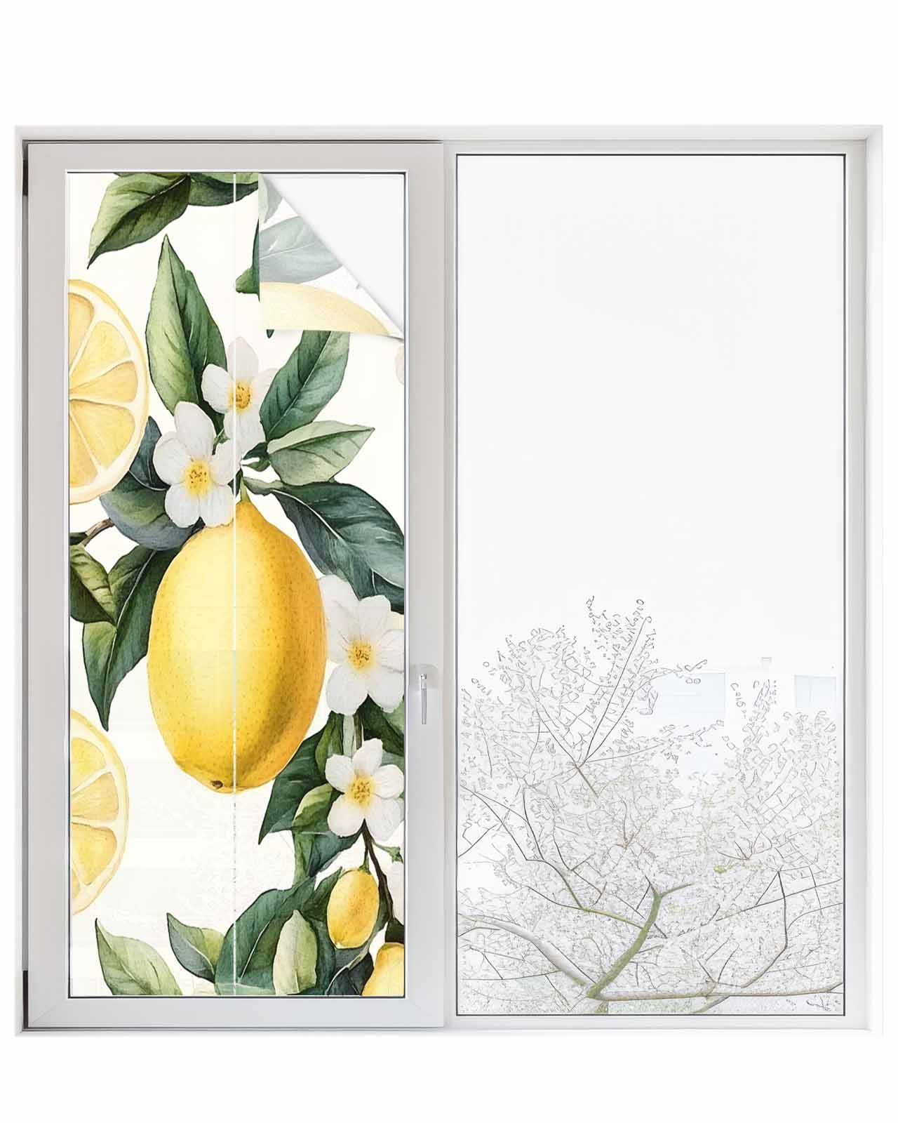 Window Privacy Film Yellow Lemon Stained Glass Window Film Decorative ...