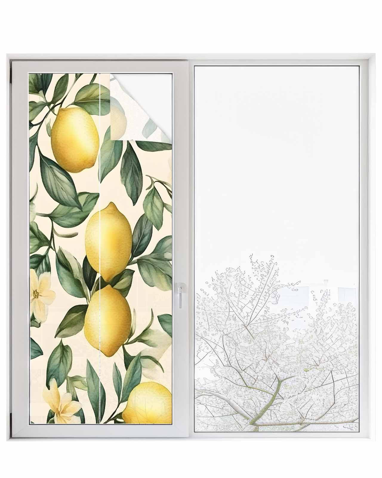 Window Privacy Film Yellow Lemon Stained Glass Window Film Decorative ...