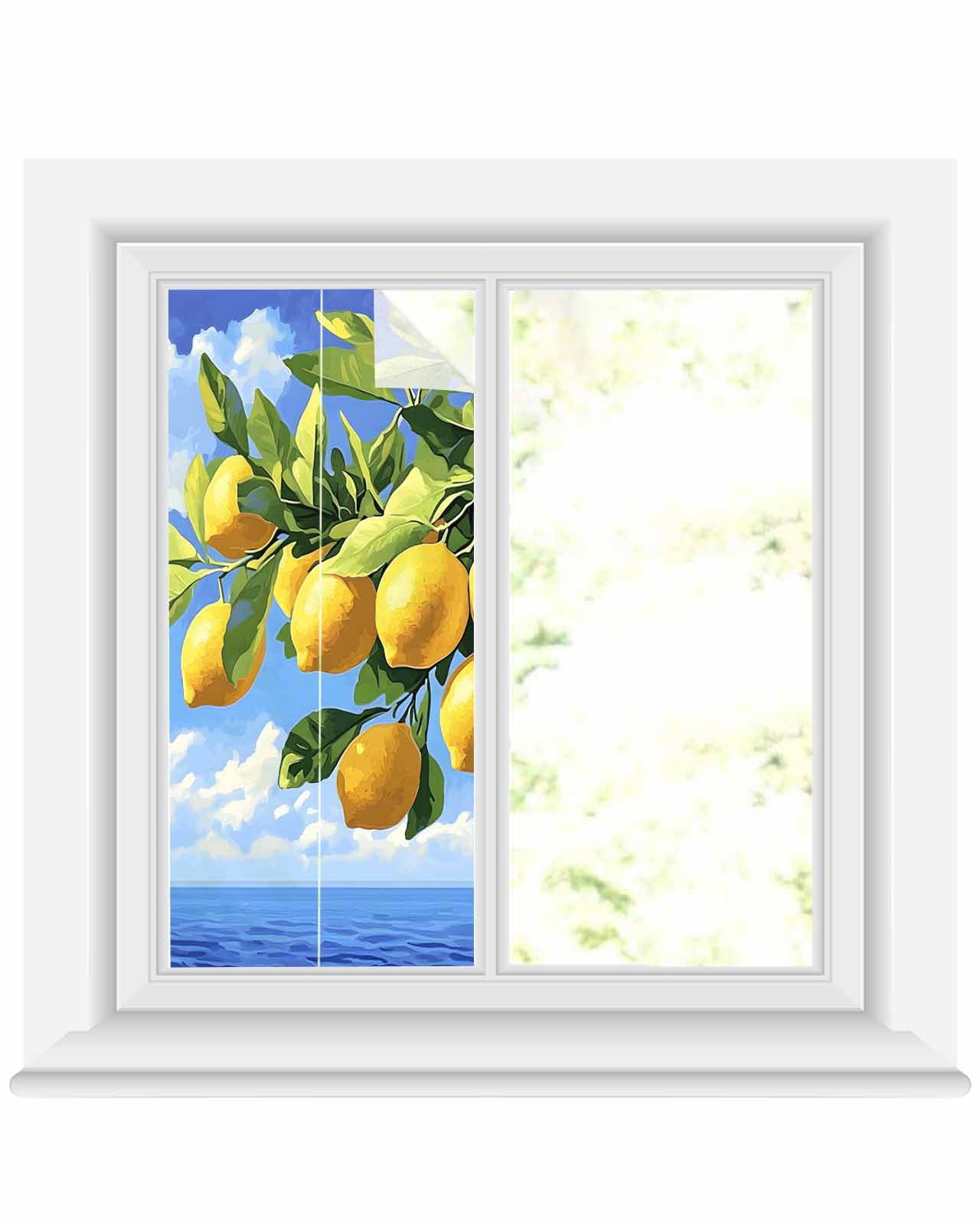 Window Privacy Film Yellow Lemon Stained Glass Window Film Decorative Sun Block Window Cover ...