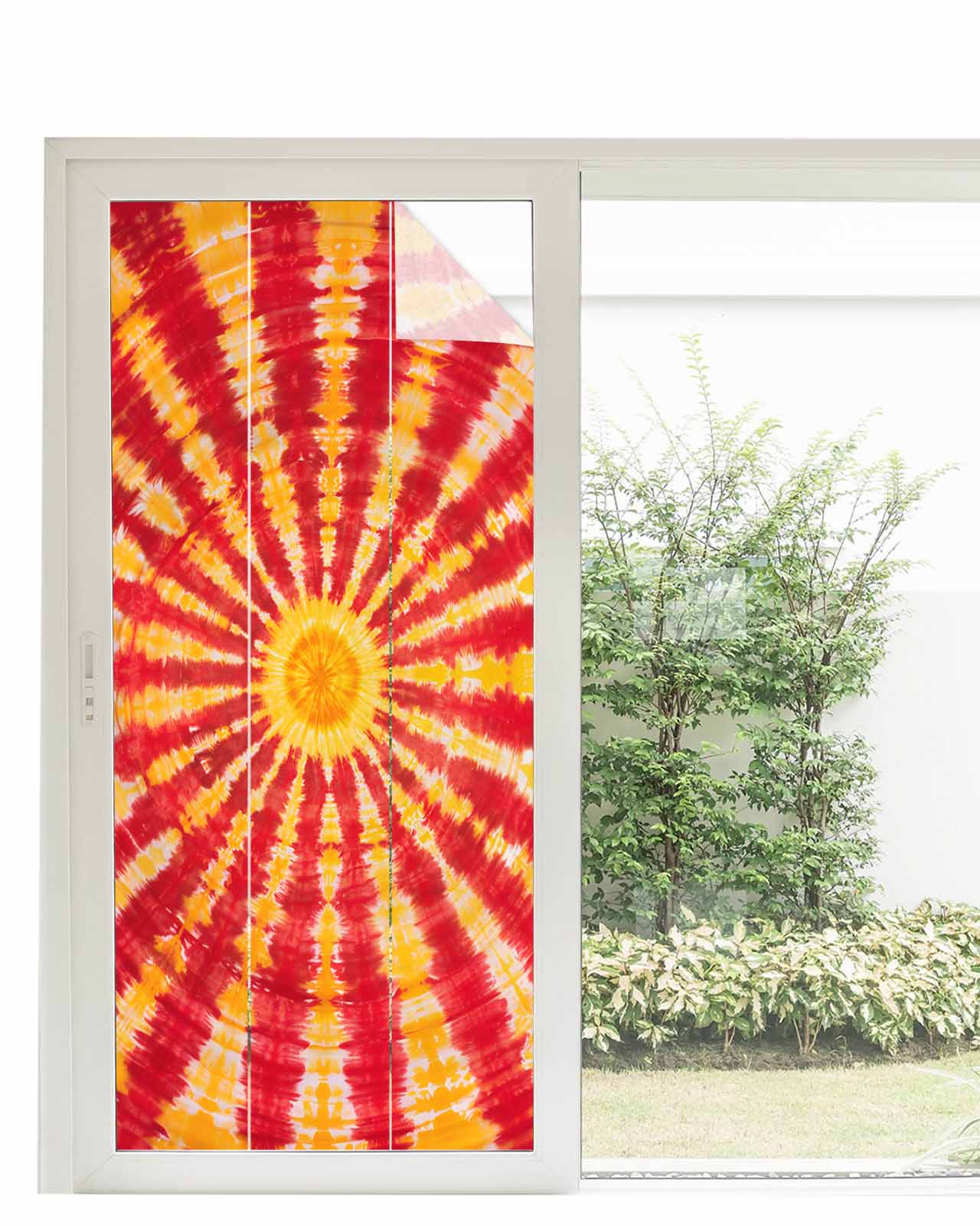 Window Privacy Film Yellow Red Boho Stained Glass Window Film ...
