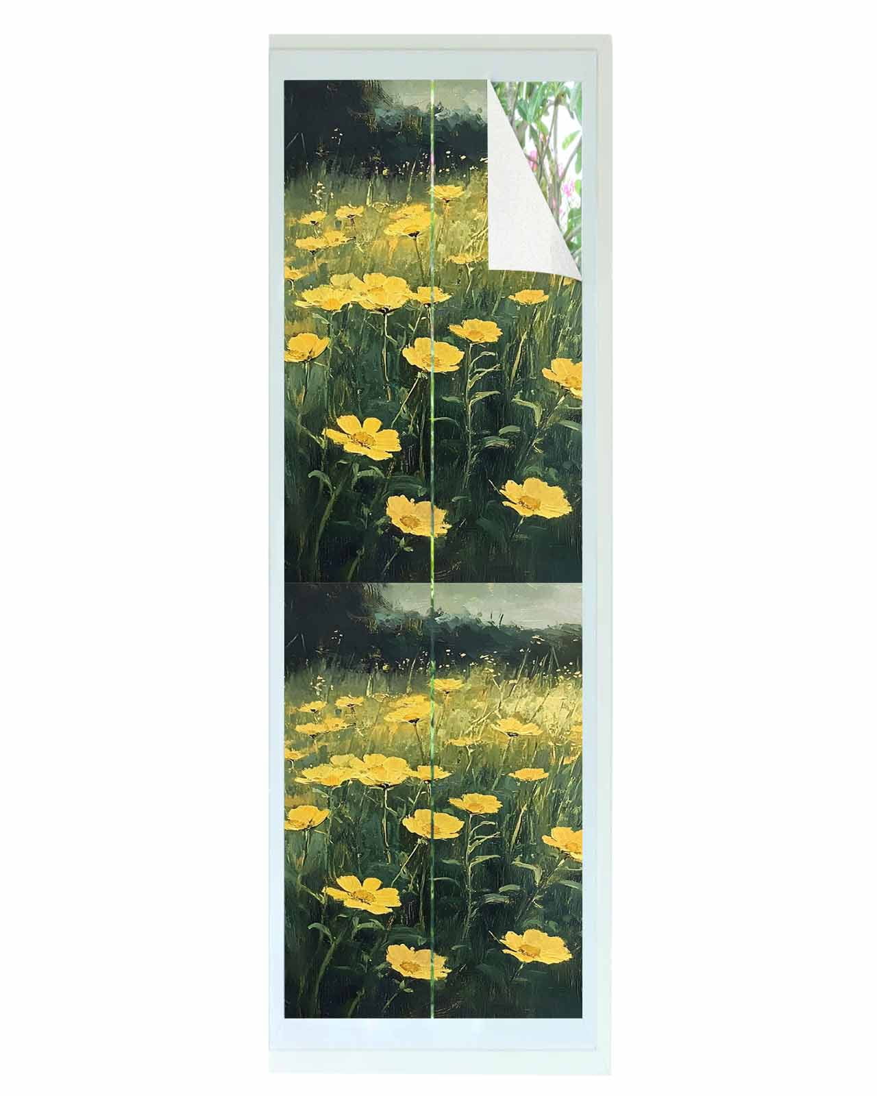 Window Privacy Film Yellow Spring Floral Stained Glass Window Film ...
