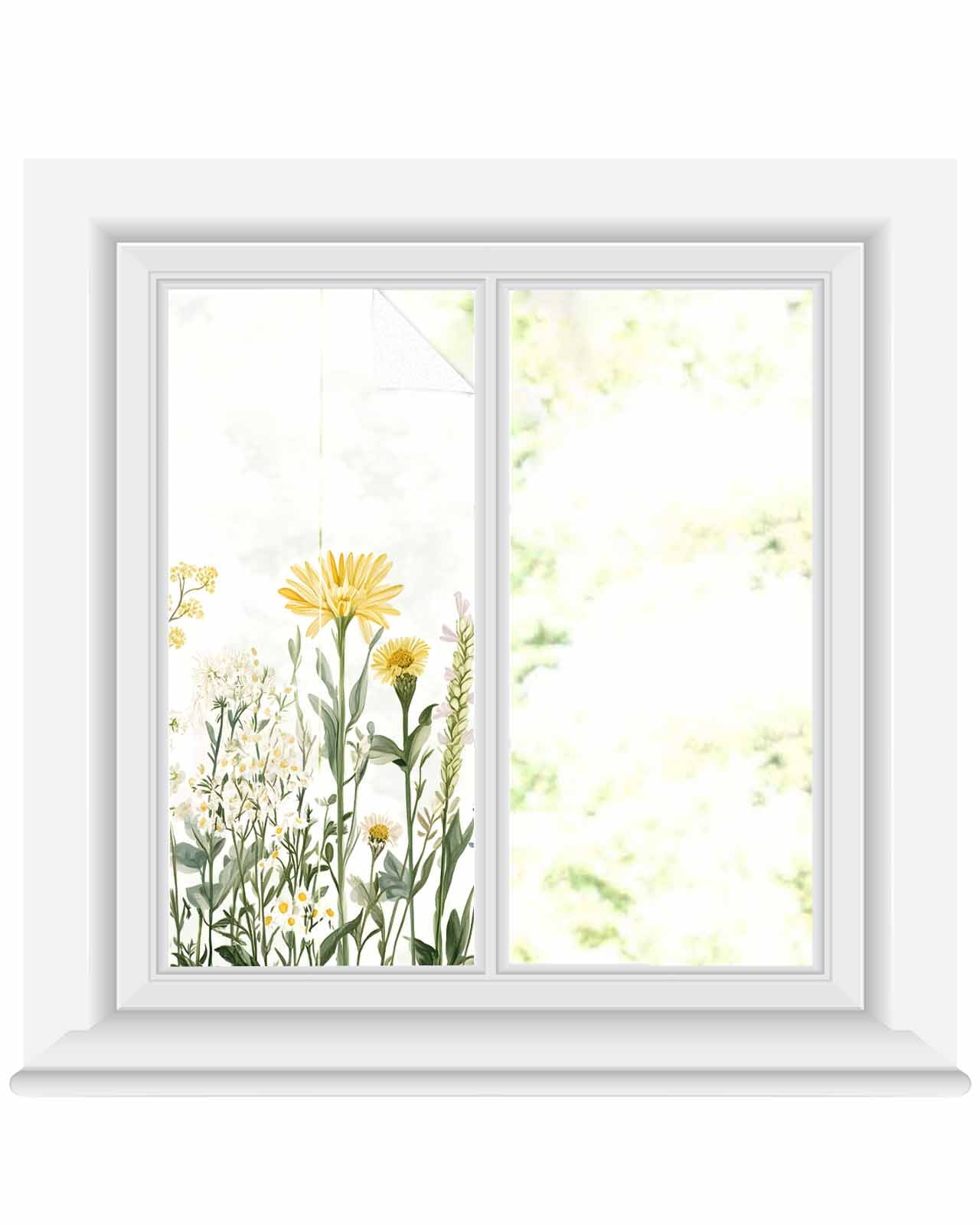 Window Privacy Film Yellow Spring Floral Stained Glass Window Film ...