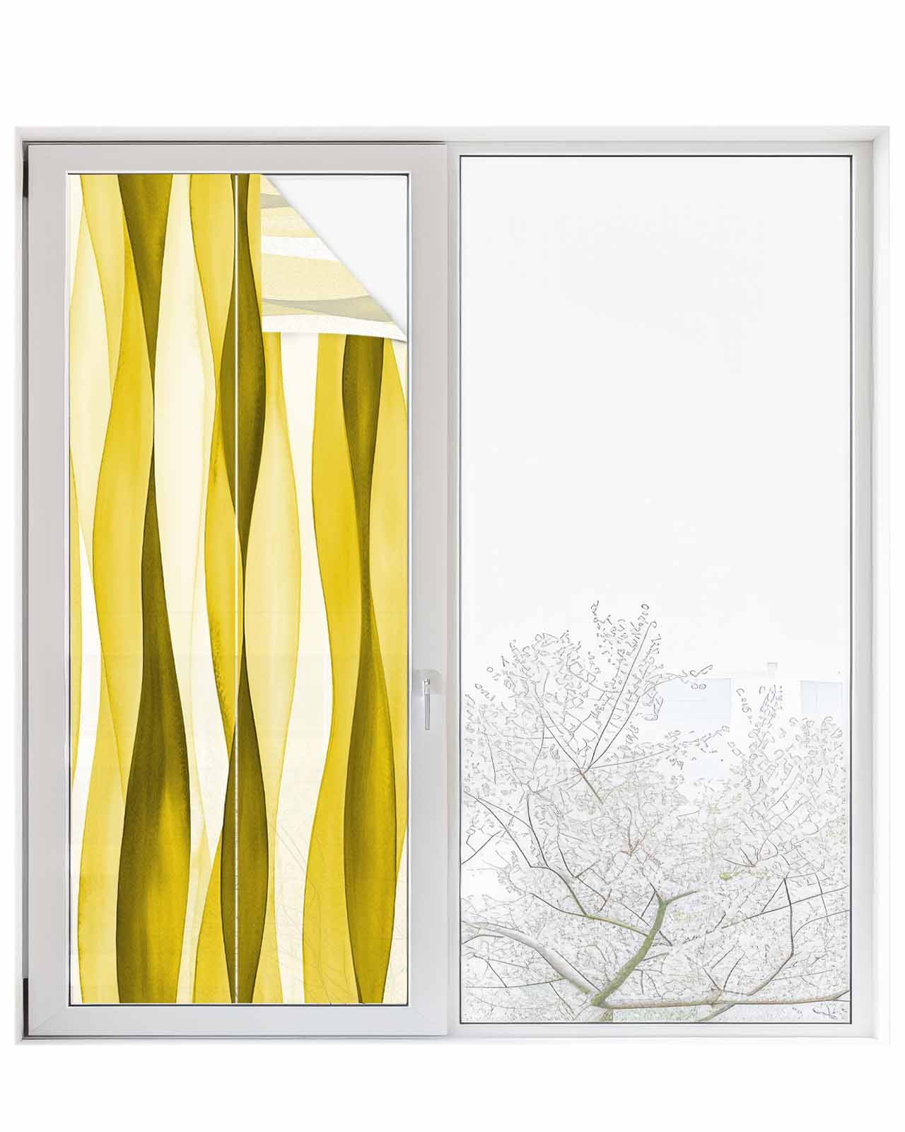 Window Privacy Film Yellow Stripes Stained Glass Window Film Decorative ...