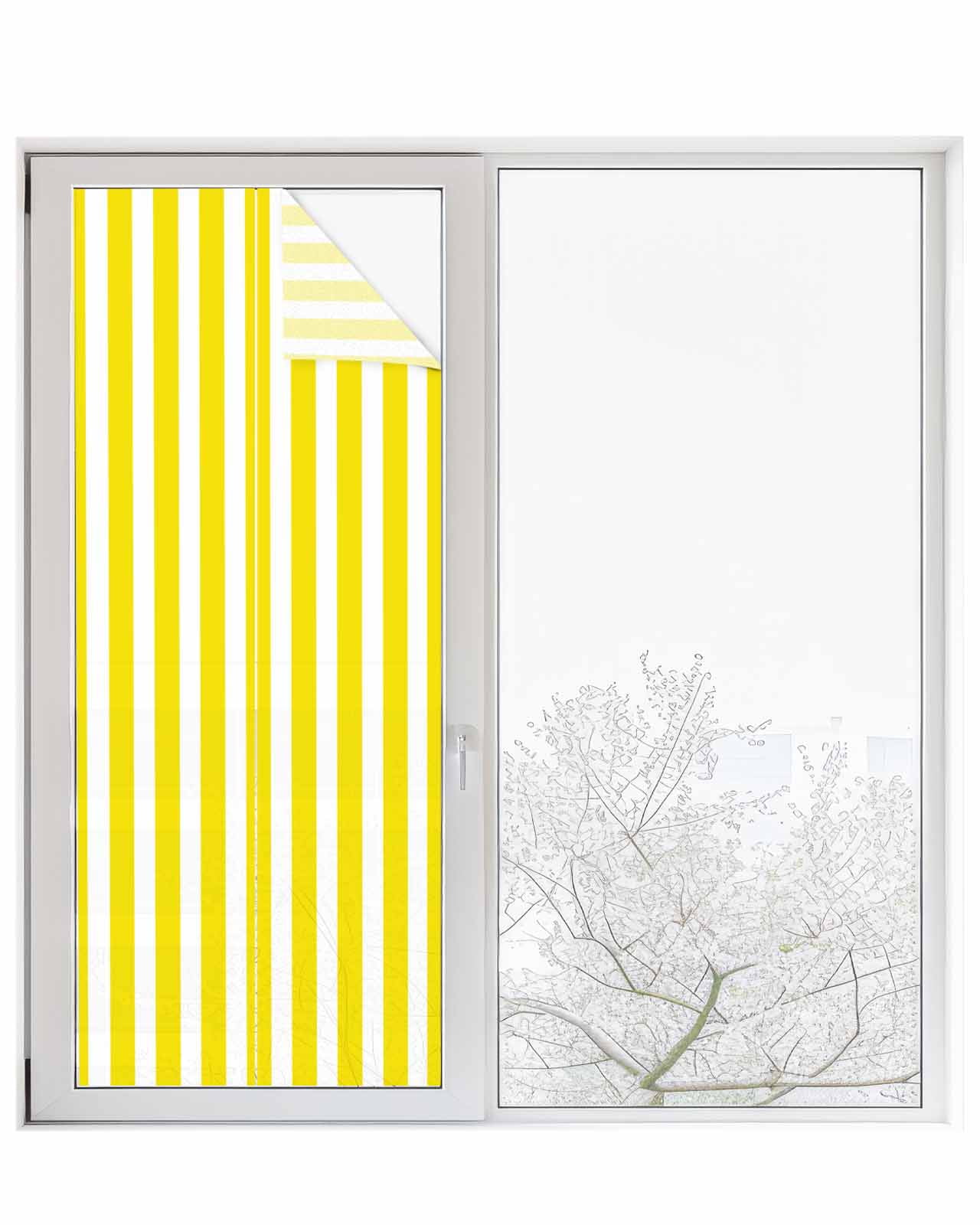 Window Privacy Film, Yellow Stripes UV Sun Blocking Window Tint Film ...
