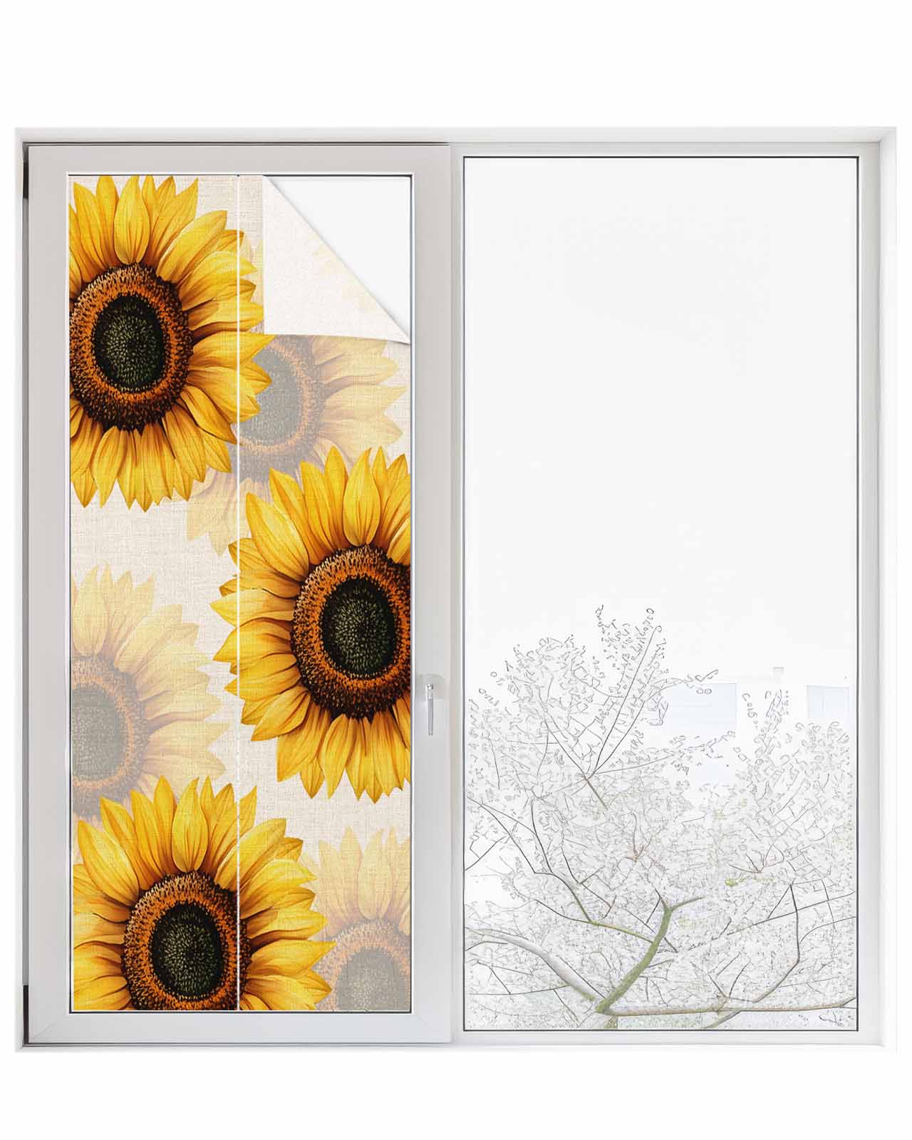 Window Privacy Film Yellow Sunflower Stained Glass Window Film ...