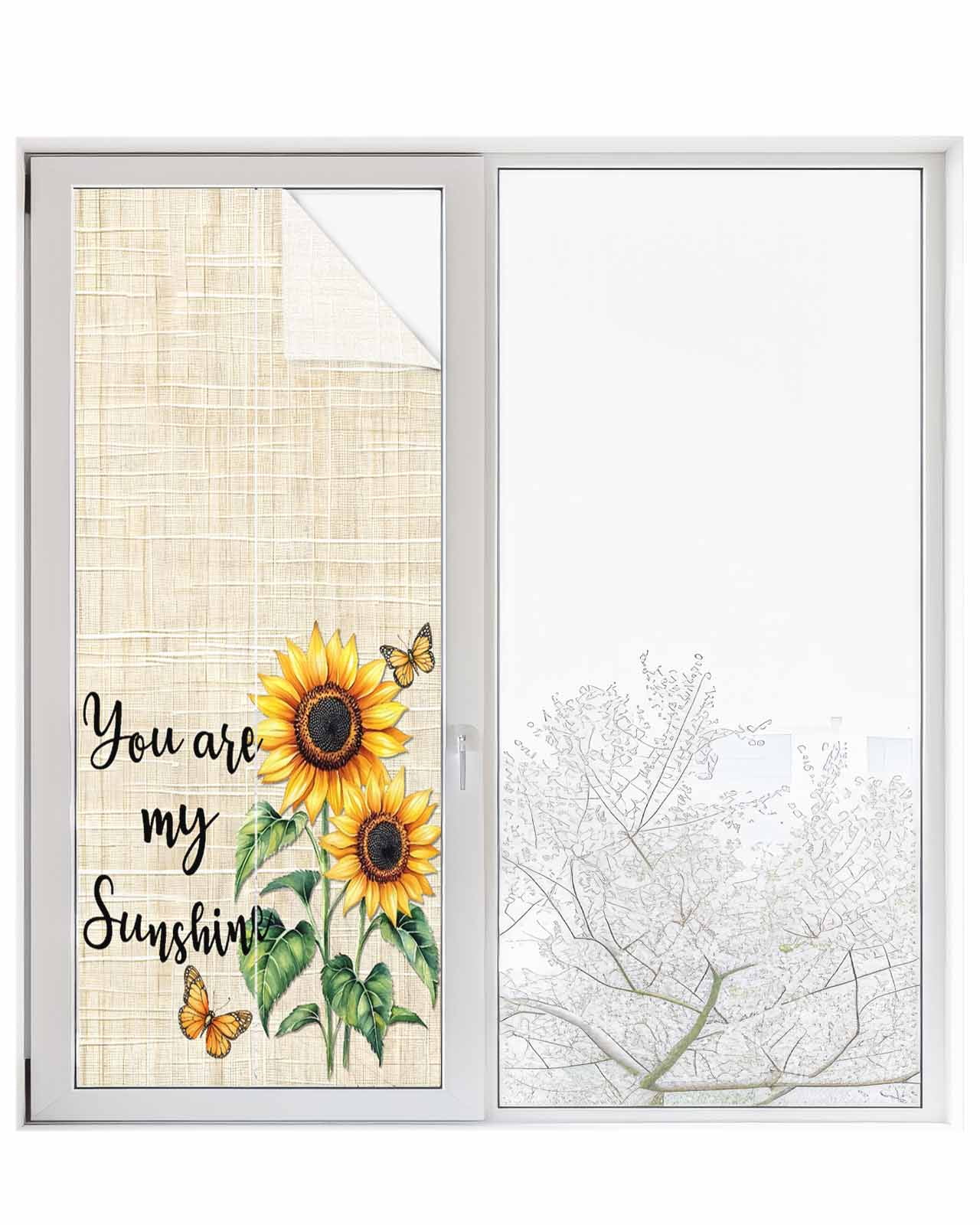 Window Privacy Film Yellow Sunflower Stained Glass Window Film ...