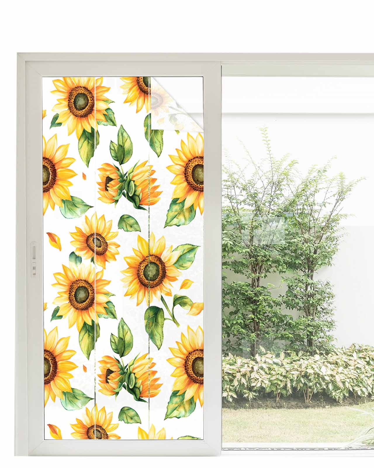 Window Privacy Film Yellow Sunflower Stained Glass Window Film ...