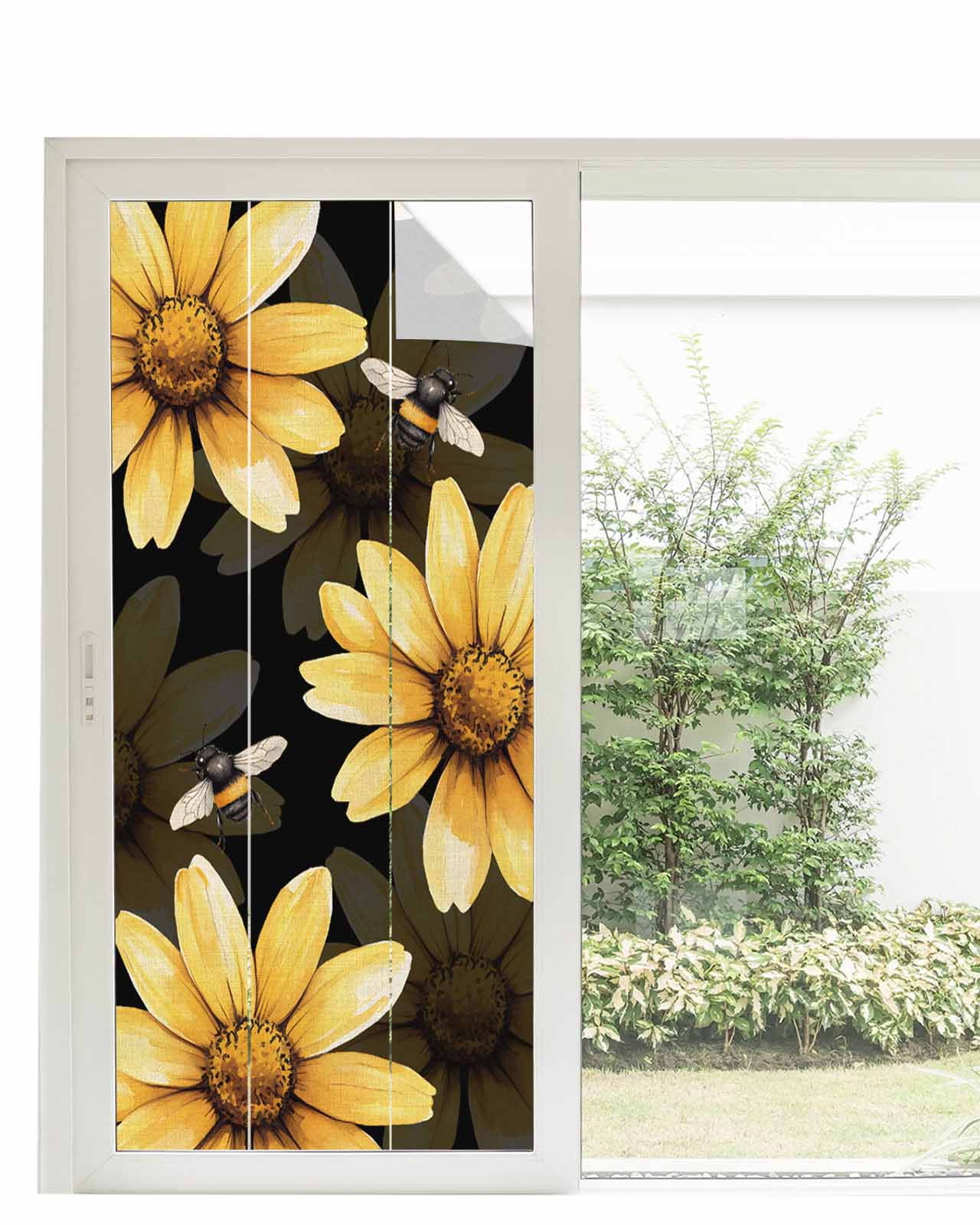 Window Privacy Film Yellow Sunflower Stained Glass Window Film ...