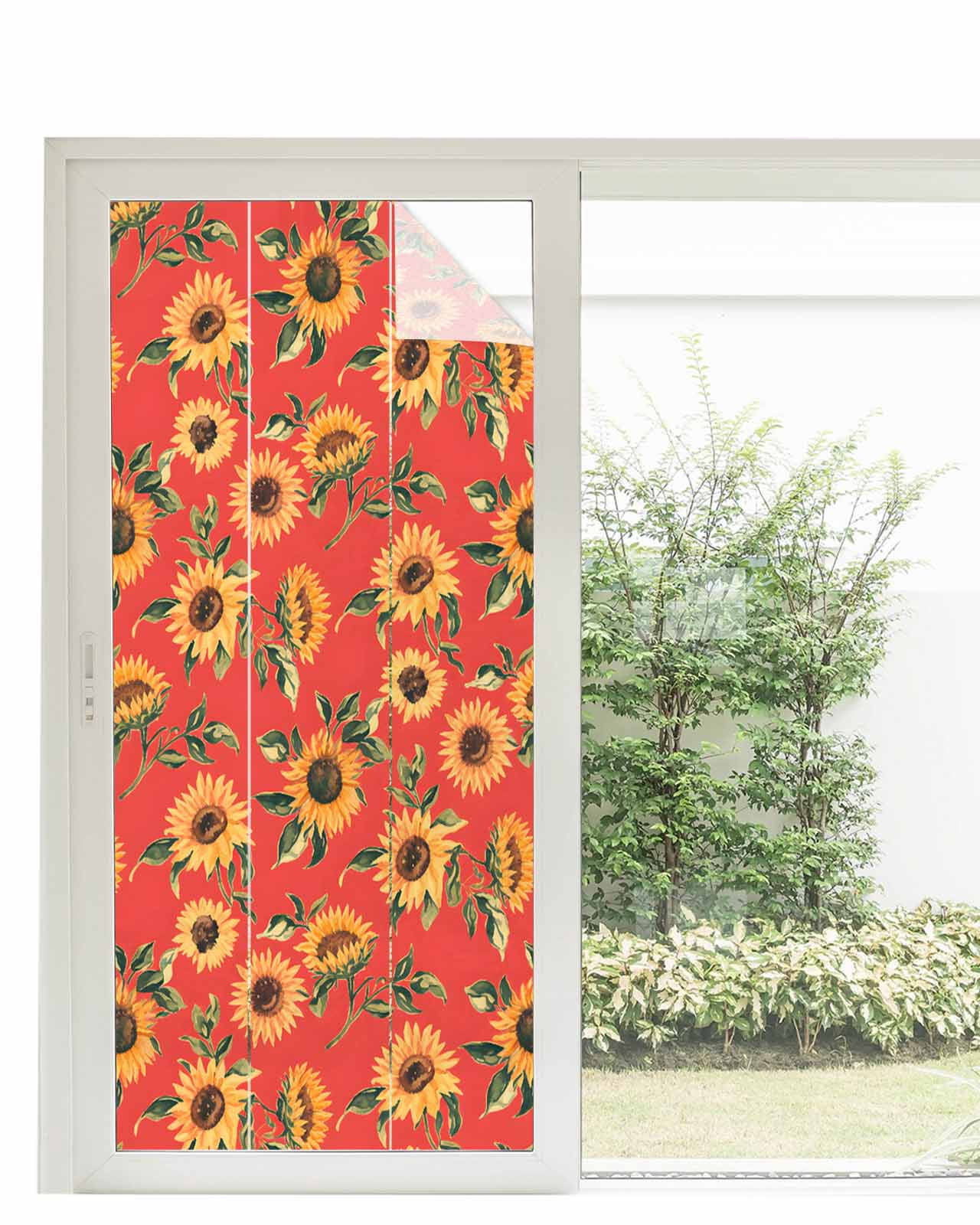 Window Privacy Film Yellow Sunflower Stained Glass Window Film ...