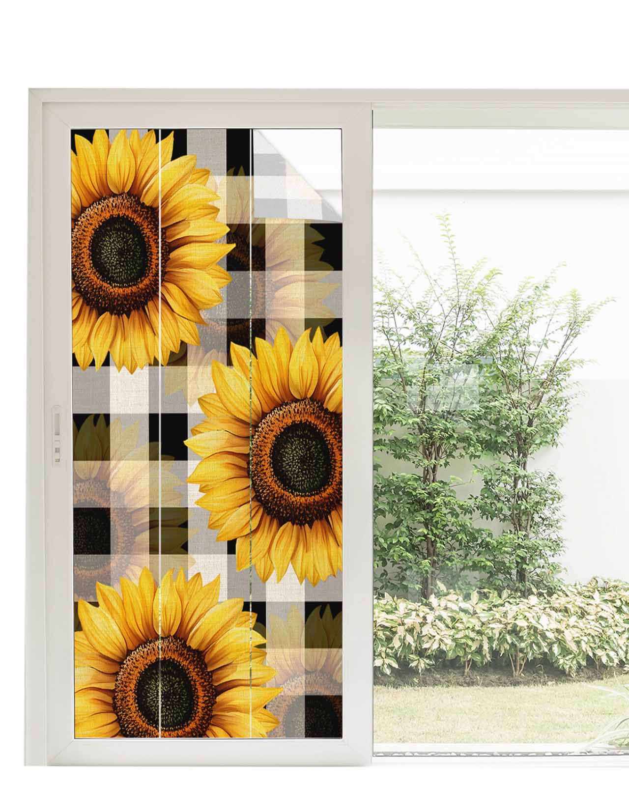 Window Privacy Film Yellow Sunflower Stained Glass Window Film ...