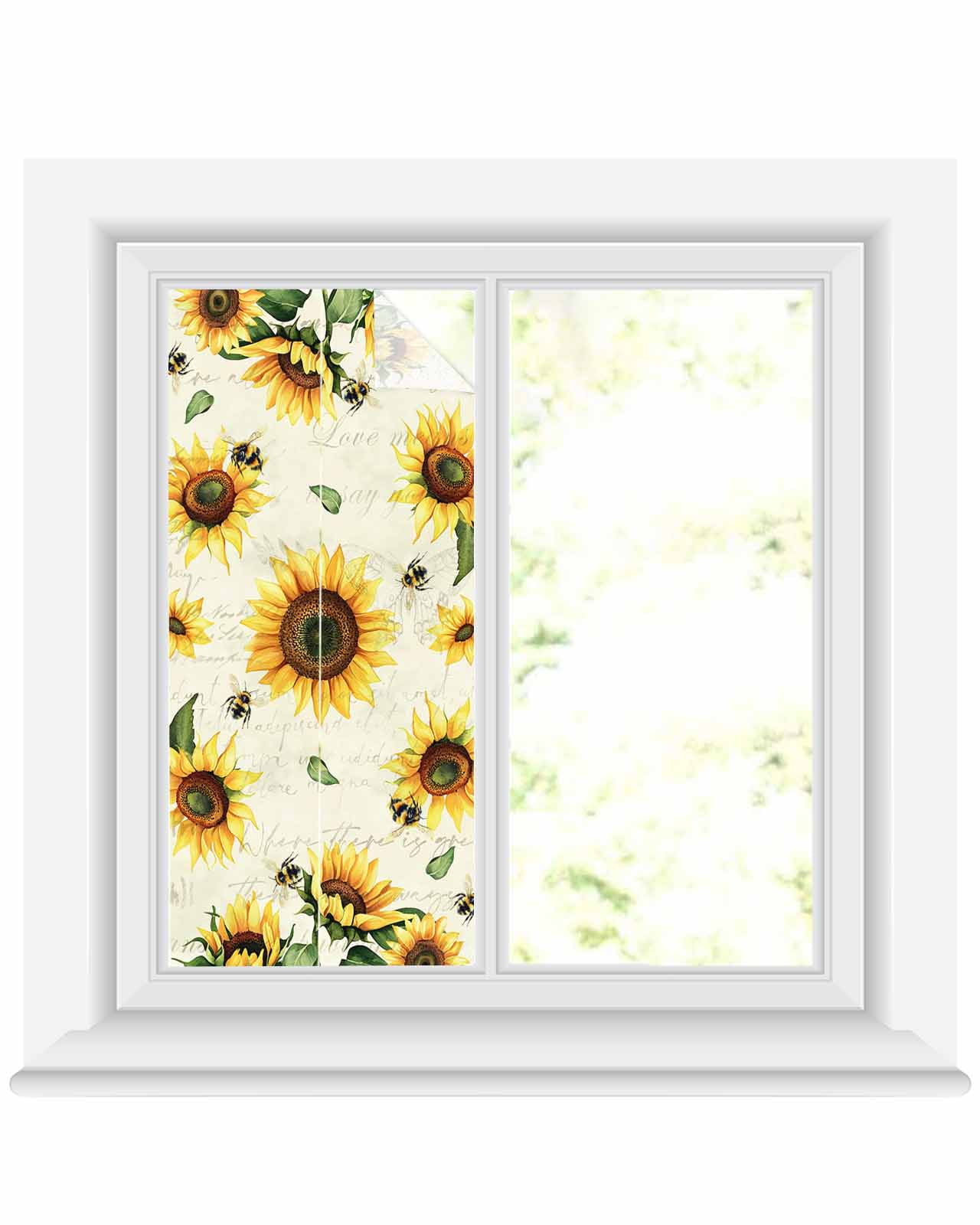 Window Privacy Film Yellow Sunflowers Bees Stained Glass Window Film ...