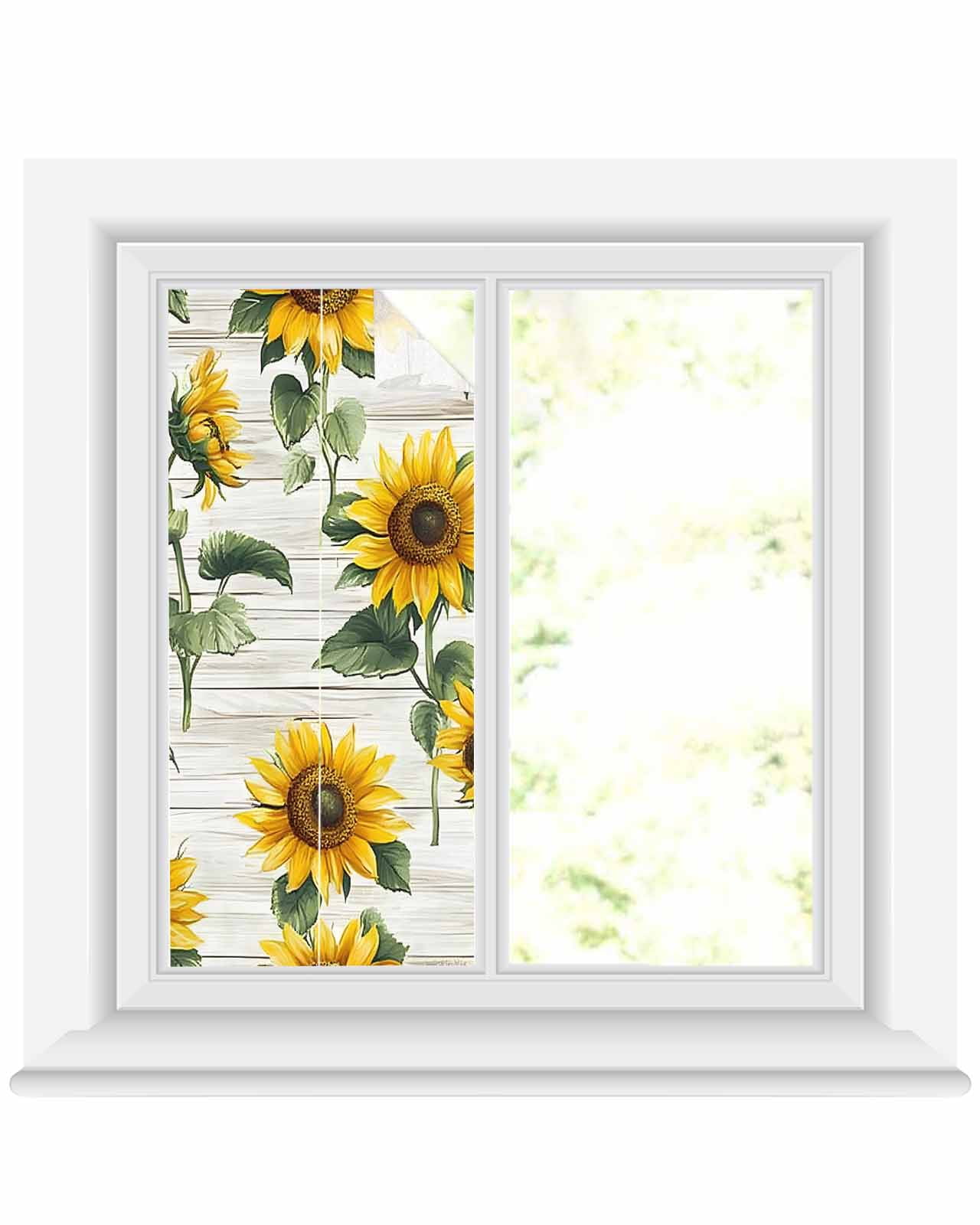 Window Privacy Film Yellow Sunflowers Stained Glass Window Film ...