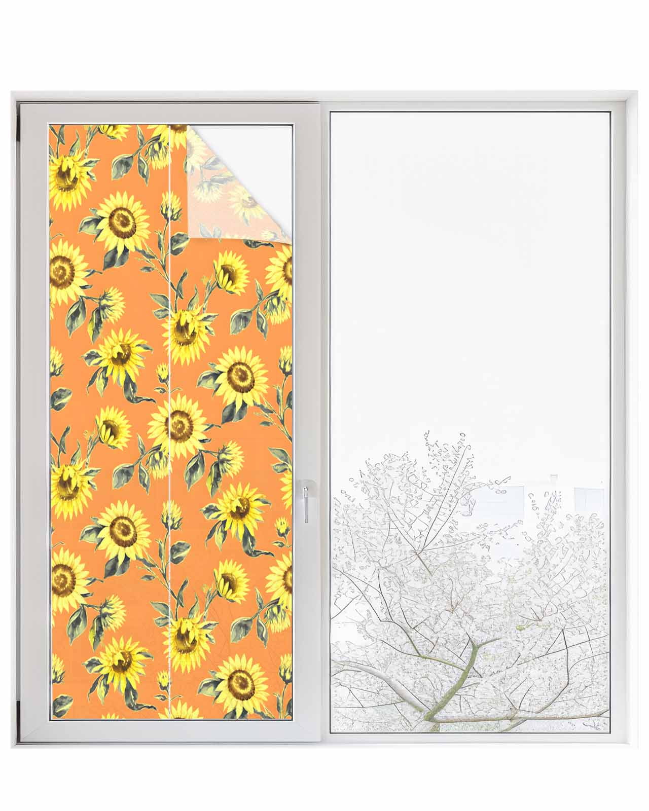 Window Privacy Film Yellow Sunflowers Stained Glass Window Film ...