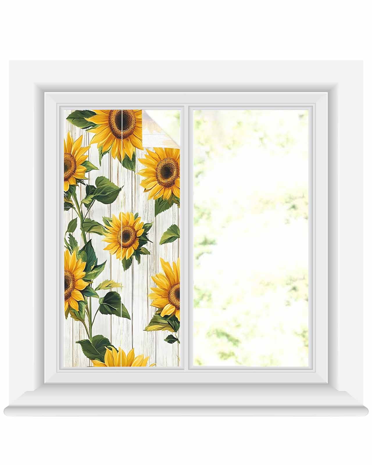 Window Privacy Film Yellow Sunflowers Stained Glass Window Film ...