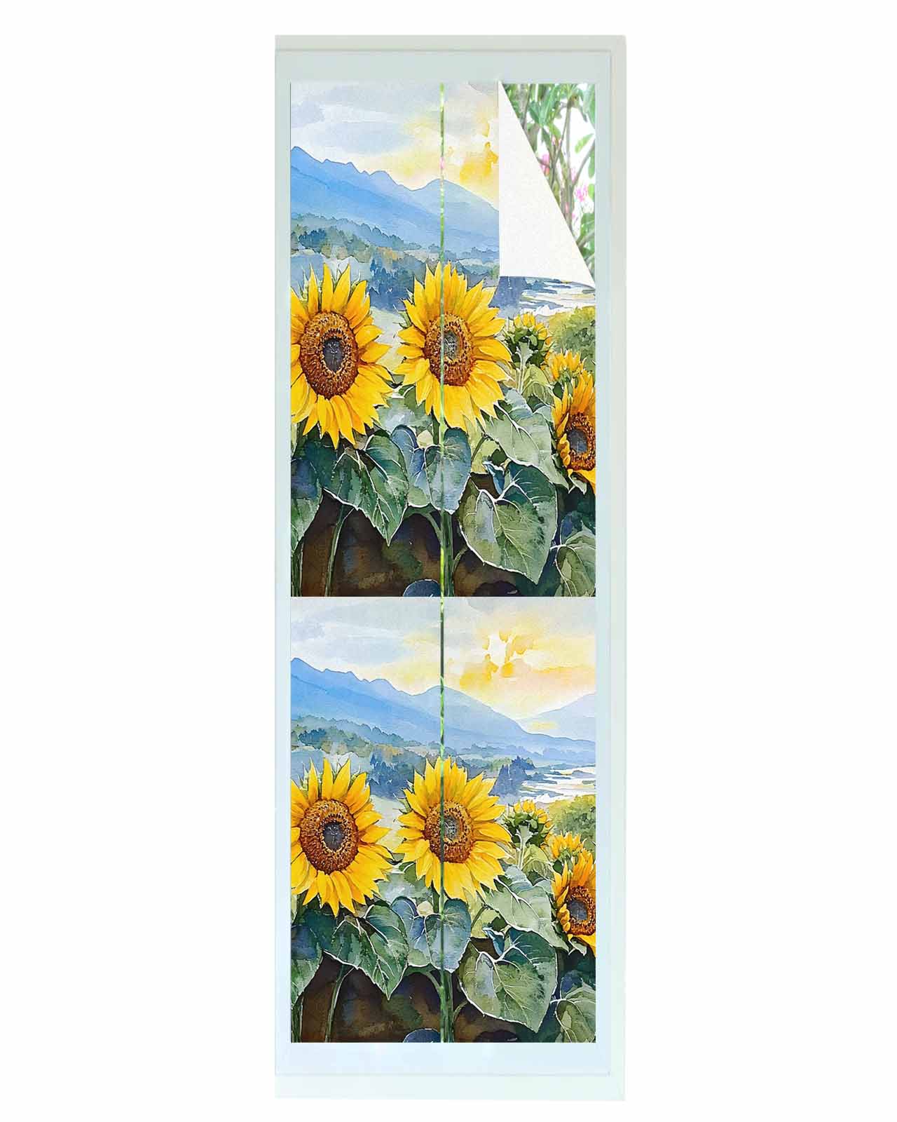 Window Privacy Film Yellow Sunflowers Stained Glass Window Film ...
