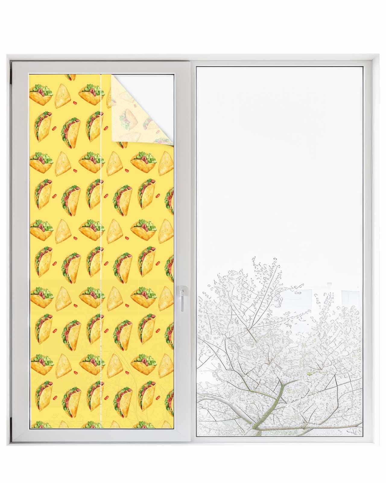 Window Privacy Film Yellow Tacos Stained Glass Window Film Decorative ...