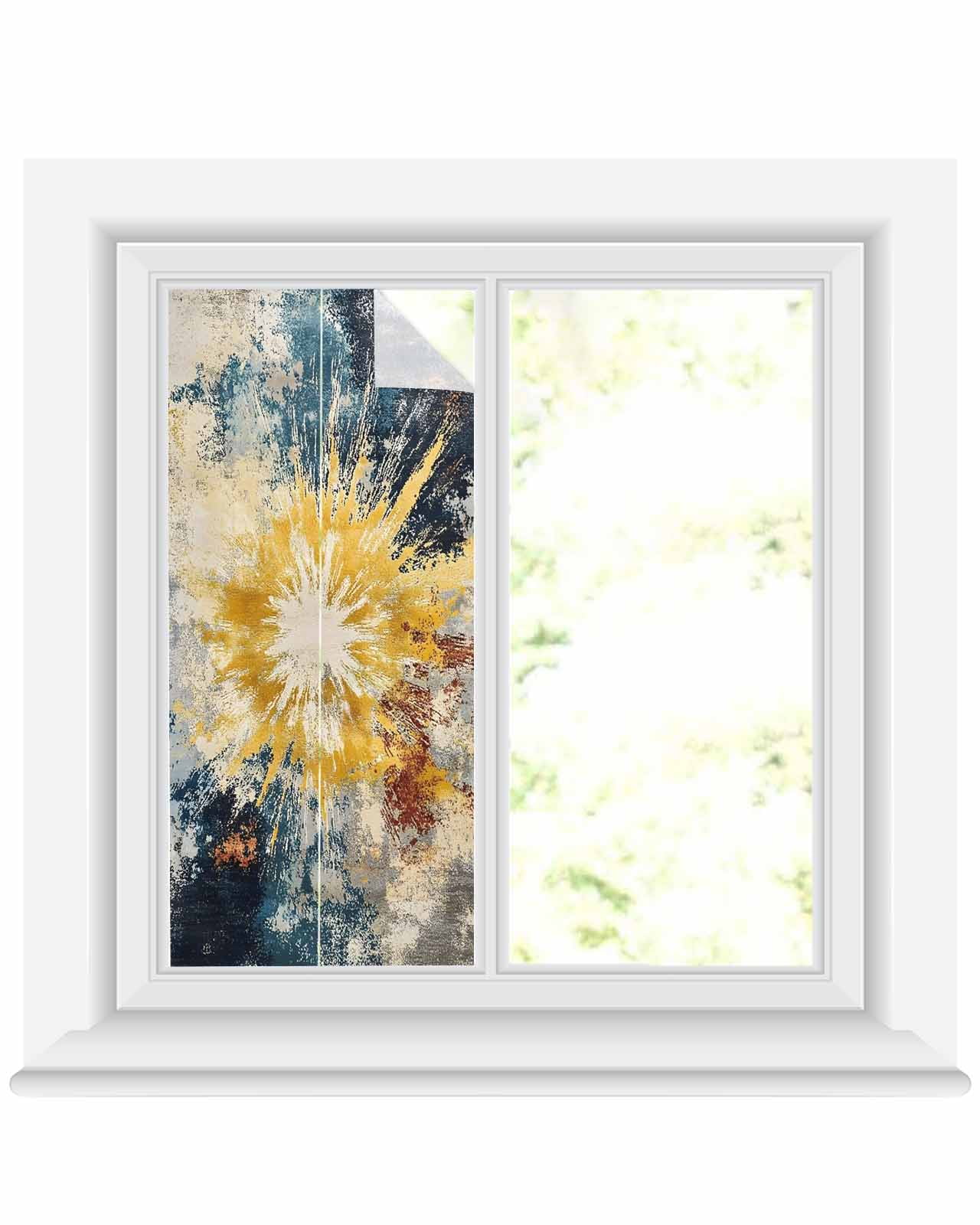 Window Privacy Film Yellow Vintage Stained Glass Window Film Decorative ...