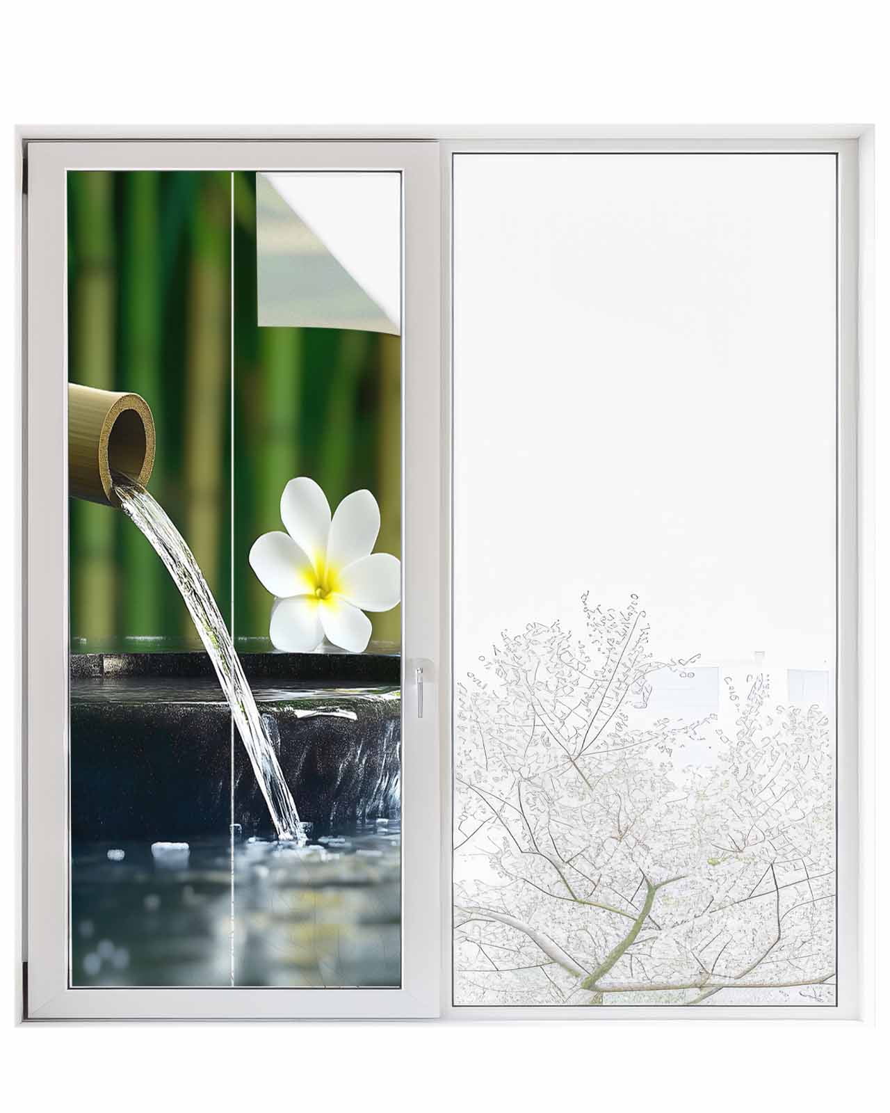 Window Privacy Film Zen Stones Water Flowing Stained Glass Window Film ...