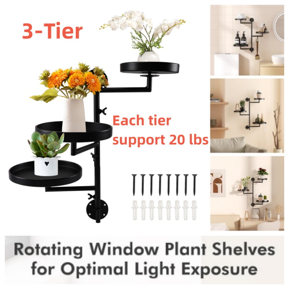 Window Rotating Plant Shelf 3-Tier Rotating Window Plant Stand 180 ...