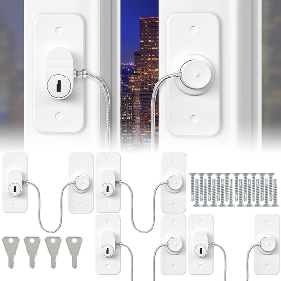 Window Safety Lock Childproof Restrictor Cable Catch with Keys Self ...