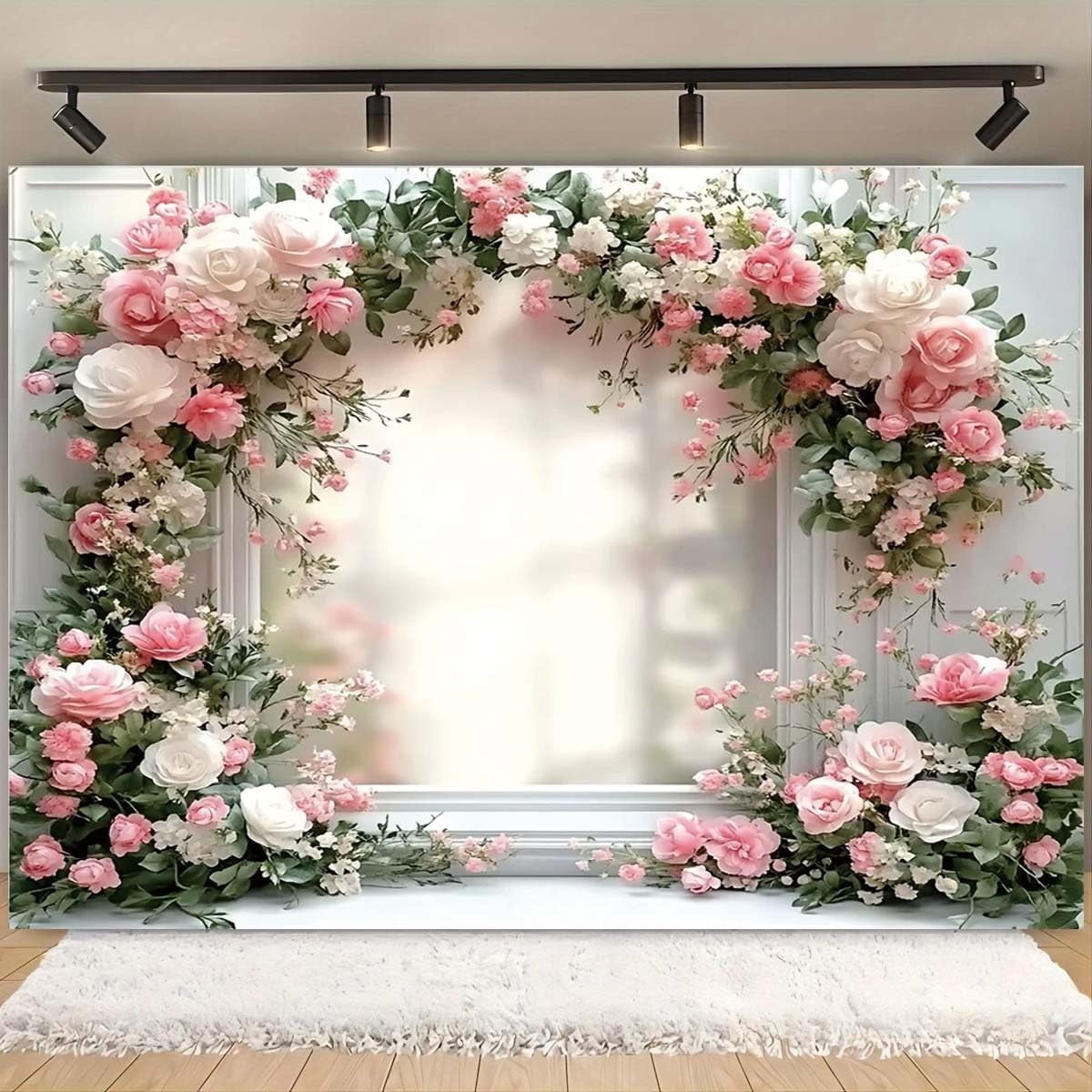 Window Scenery Pink Rose Green Leaves Aesthetic Elegant Photography ...
