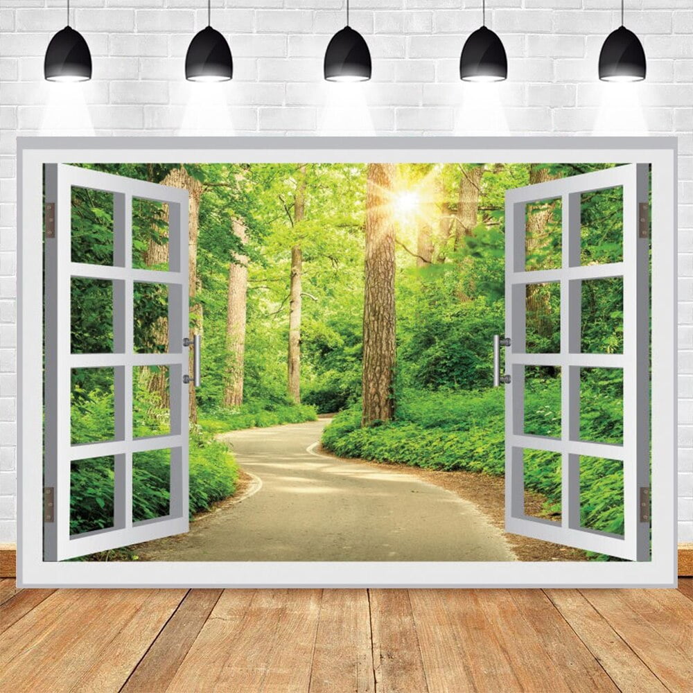 Window Scenery Spring Flower Scene Backdrop Summer Seaside Sea Ocean ...