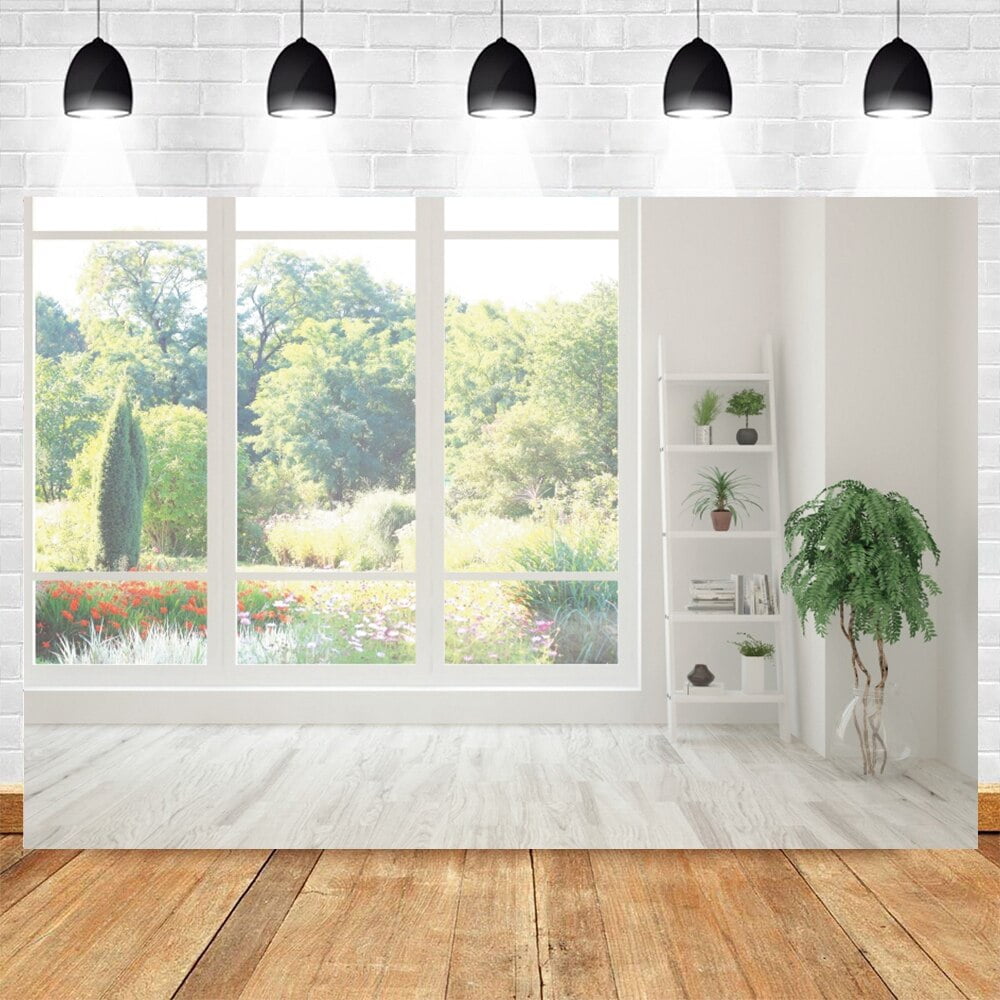 Window Scenery Spring Flower Scene Backdrop Summer Seaside Sea Ocean ...