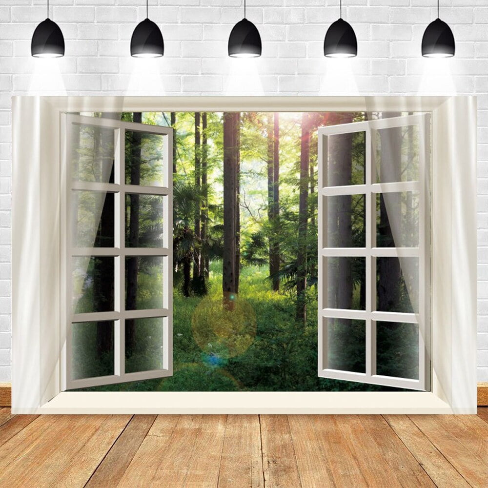 Window Scenery Spring Flower Scene Backdrop Summer Seaside Sea Ocean ...