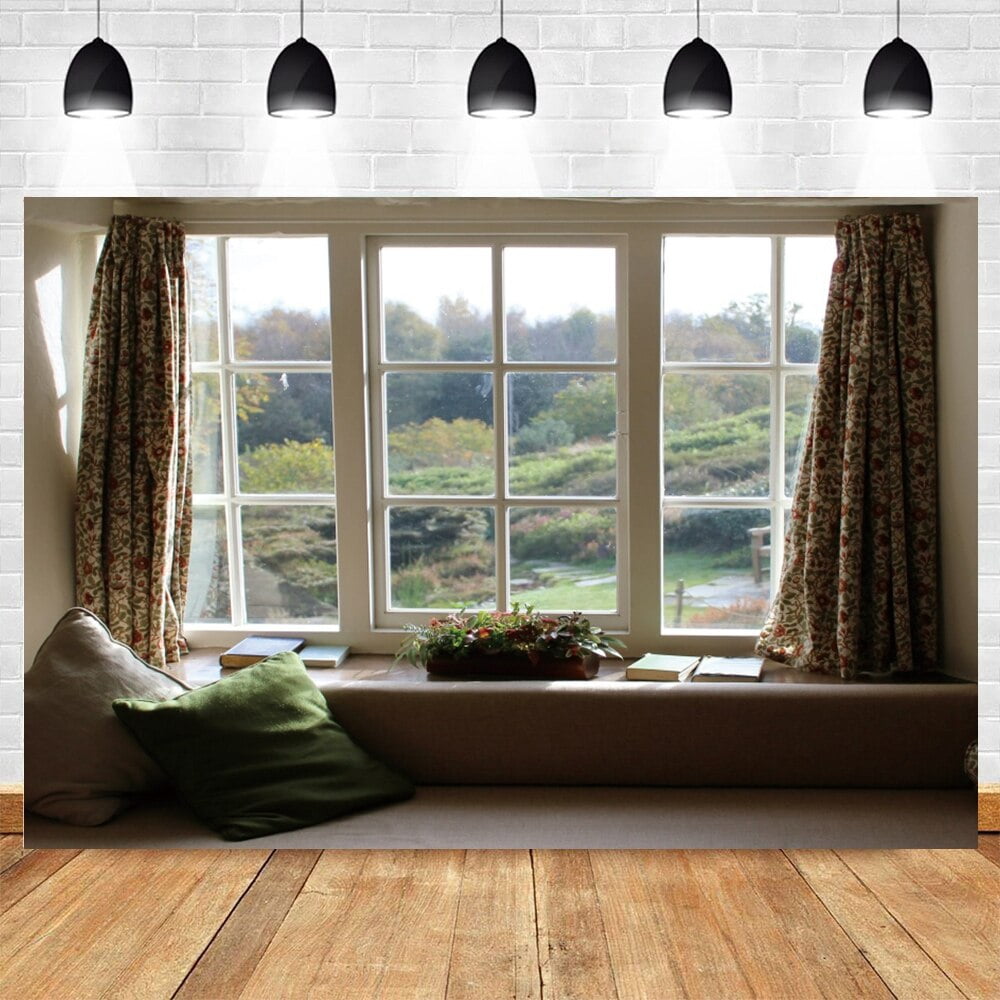 Window Scenery Spring Flower Scene Backdrop Summer Seaside Sea Ocean ...