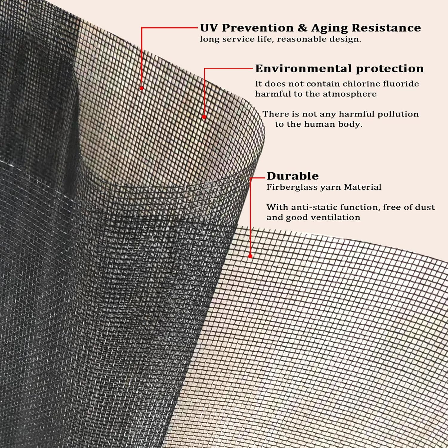 Window Screen 48"x100' Charcoal Color Adjustable Window Screen ...