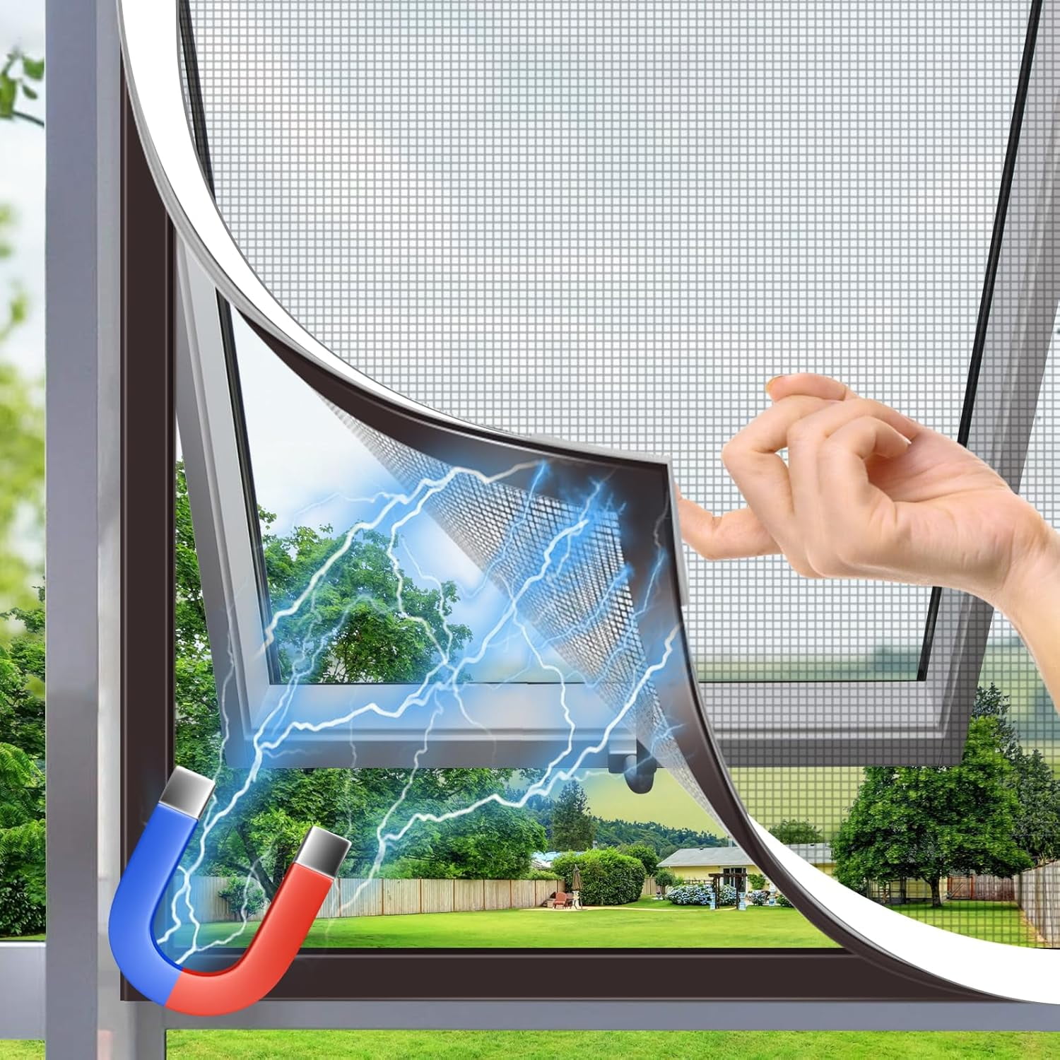 Window Screen Adjustable Magnetic Window Screen Replacement Max 43” x ...