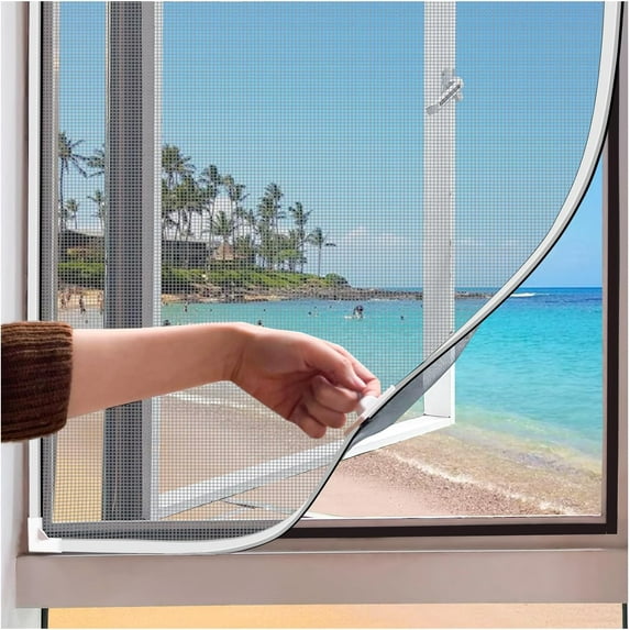 Window Screen Adjustable Magnetic Window Screen Replacement, White ...