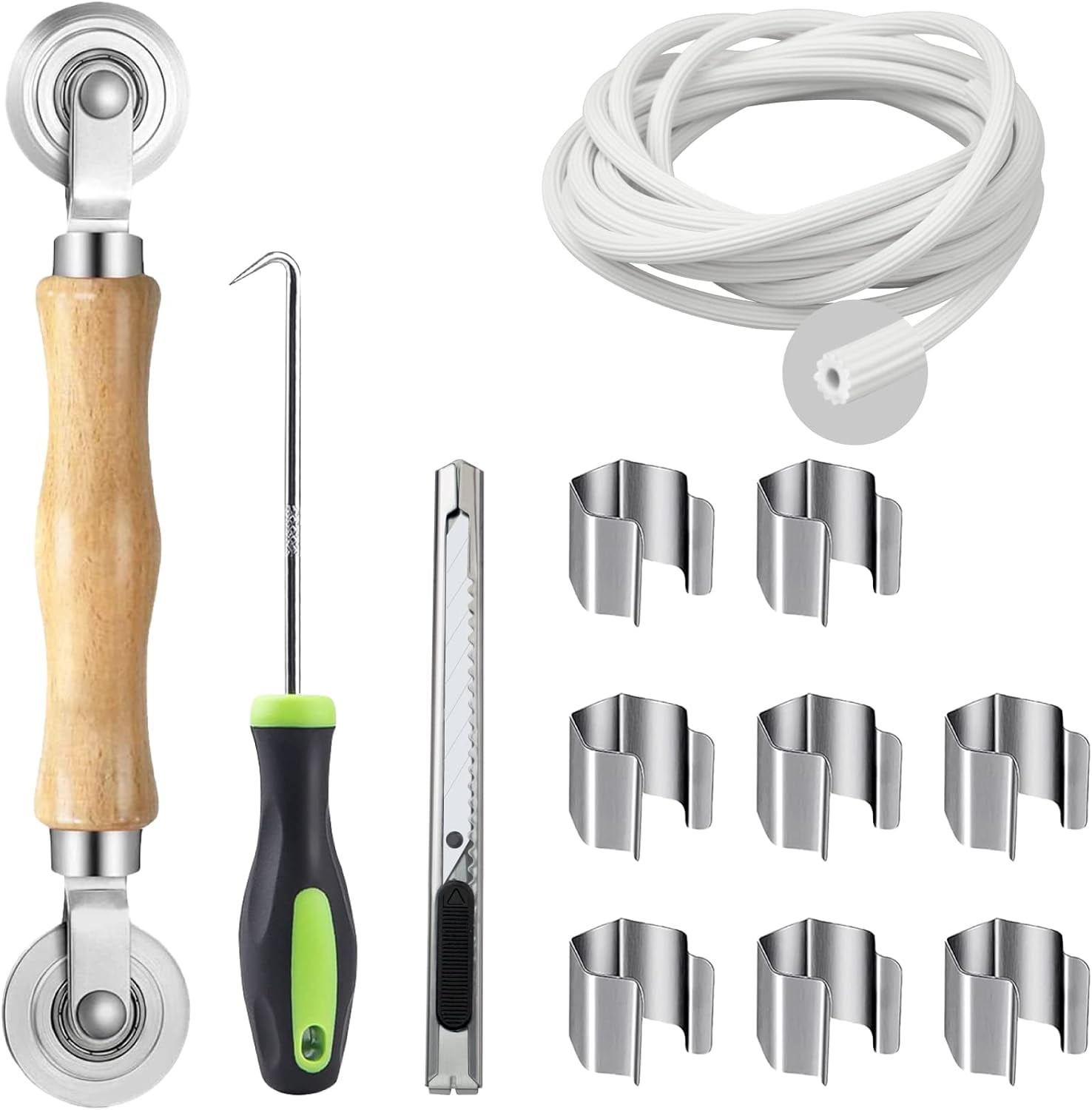 Window Screen Repair Kit, Screen Spline, Screen Roller Tool, Spline Removal Hook, Screen Clips ...