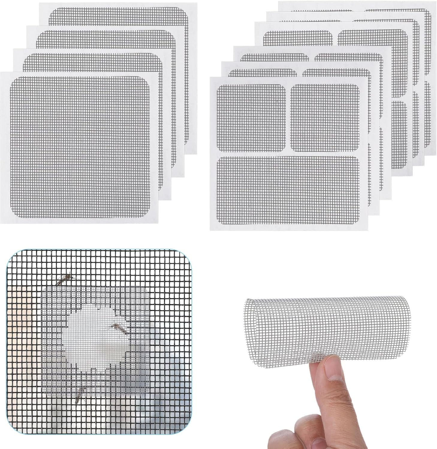 Window Screen Repair Patches, 3-Layer Fiberglass Self-Adhesive Mesh ...