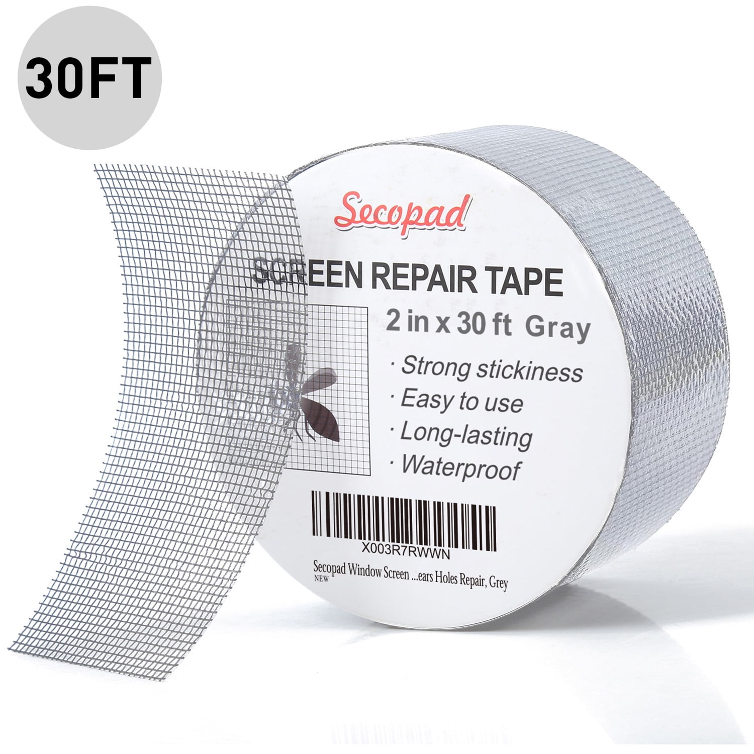 Secopad Window Screen Repair Tape, 2 in X 30 FT, Fiberglass Mesh Fixer ...