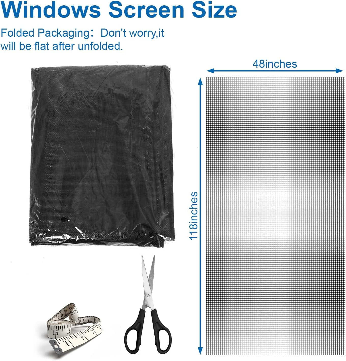 Window Screen Replacement, 48"x 118" Durable Fiberglass Window Screens ...