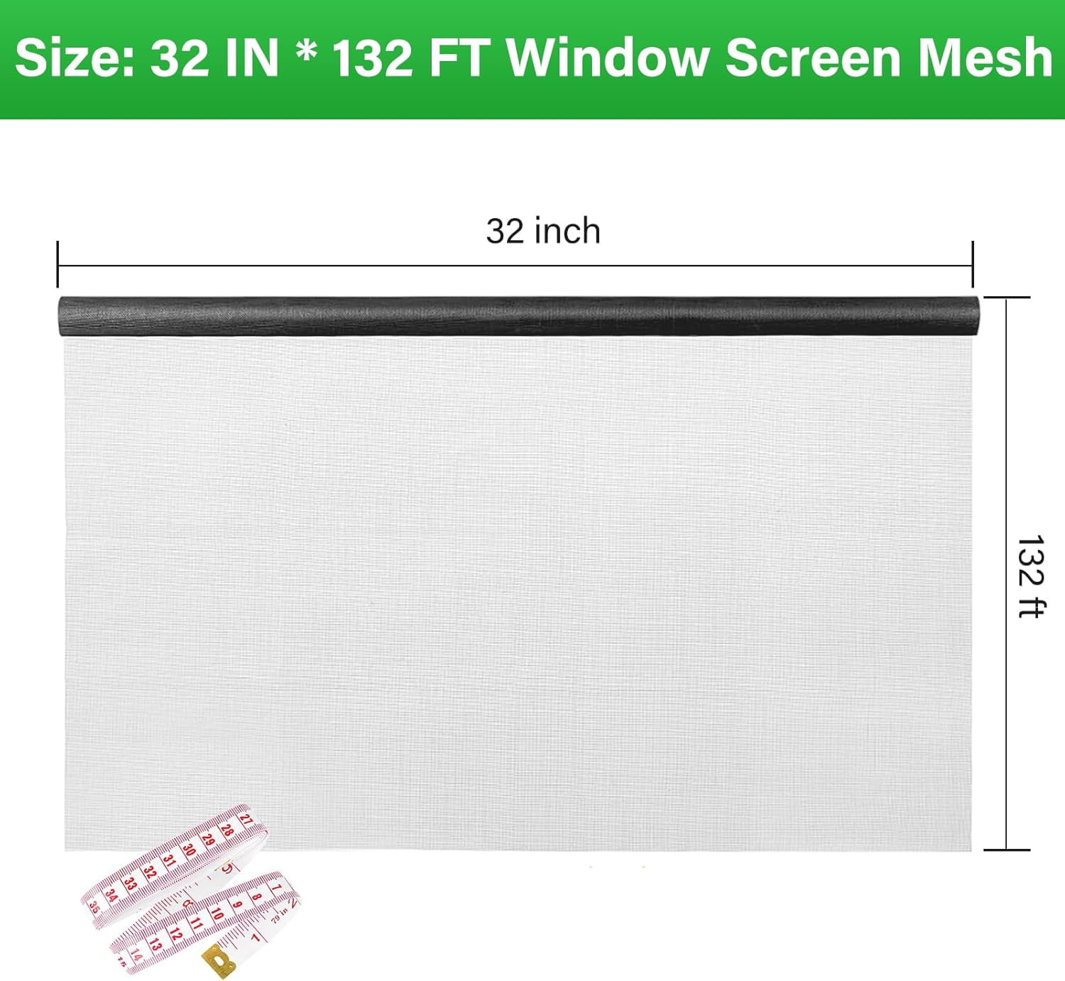 Window Screen Replacement Kit 32 Inch X 132 Feet Durable High Hardness ...