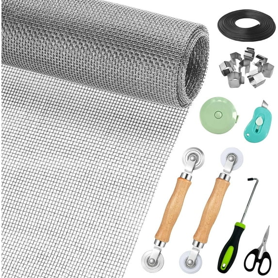Window Screen Replacement, Screen Door Repair Kit, Grey Window Screen ...