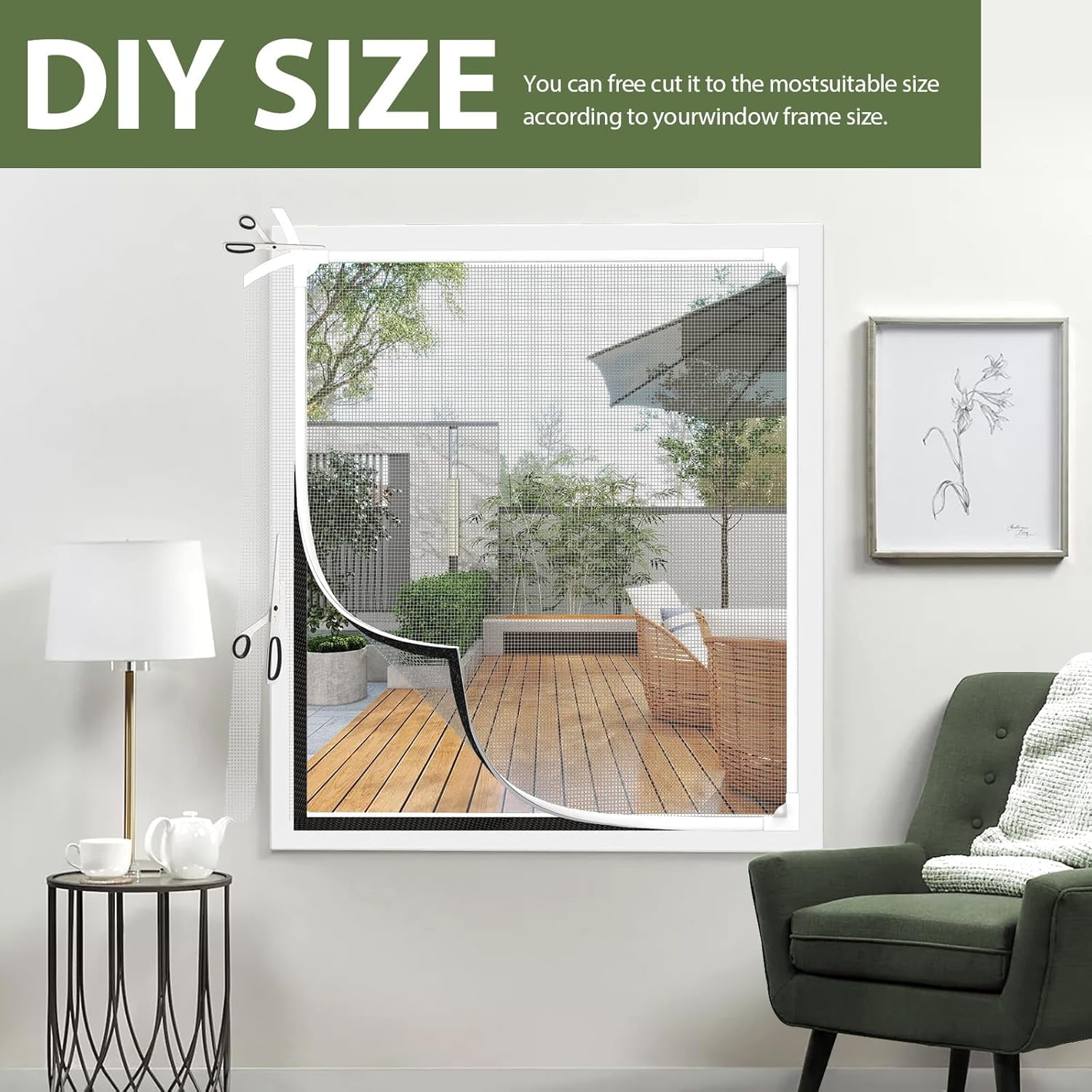 Window Screen with Strong Stability, DIY Window Net Max 52" x 48 ...