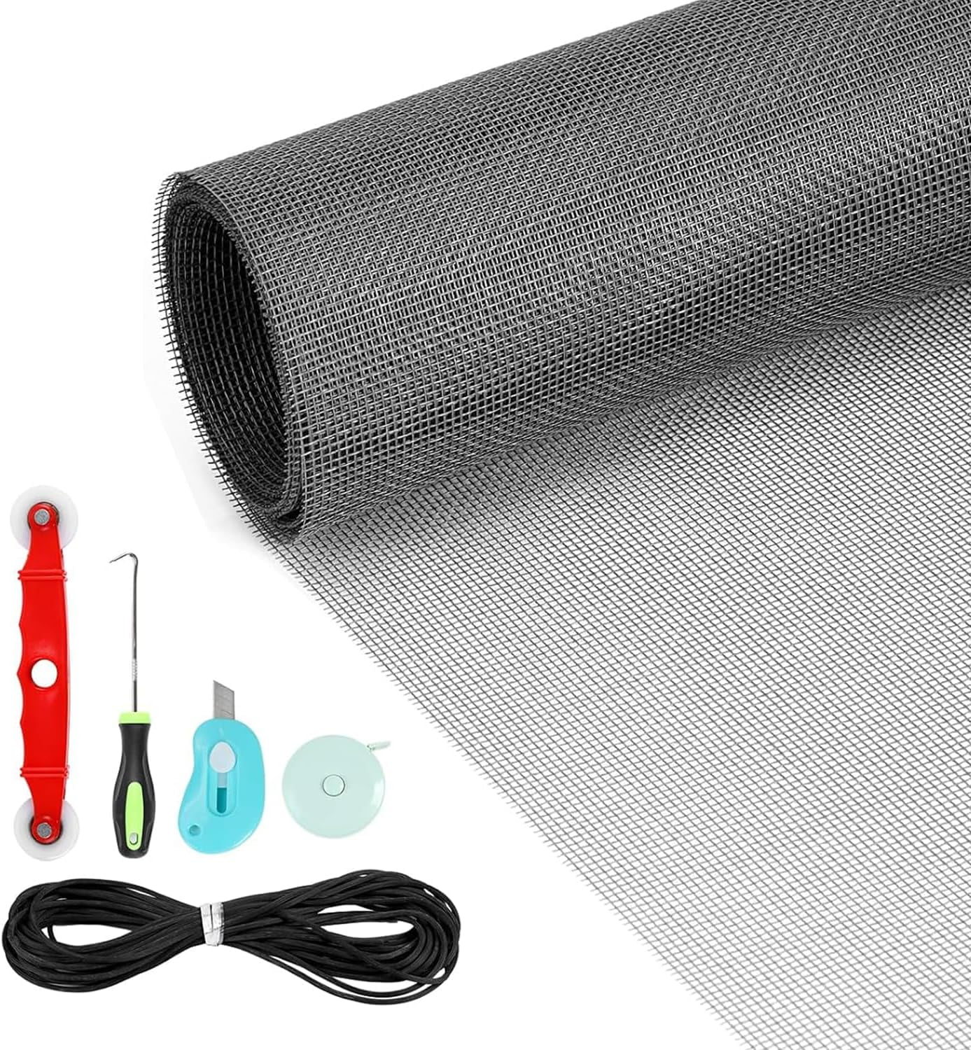 Window Screens Replacement Repair Kit, 48IN X 177IN Screen Door Mesh ...