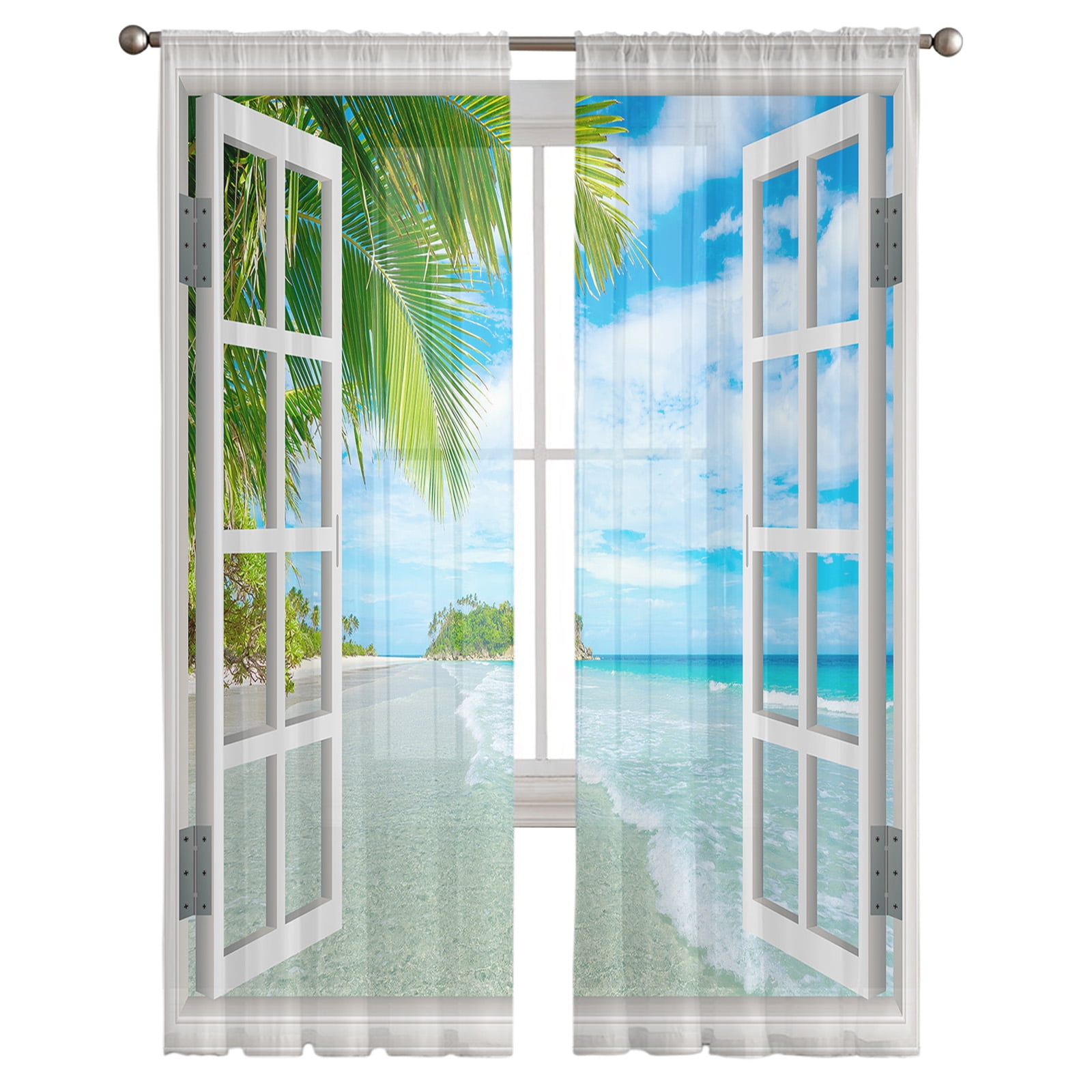 Window Sea View Coconut Tree Beach Level Beach Island Sky Living Room ...