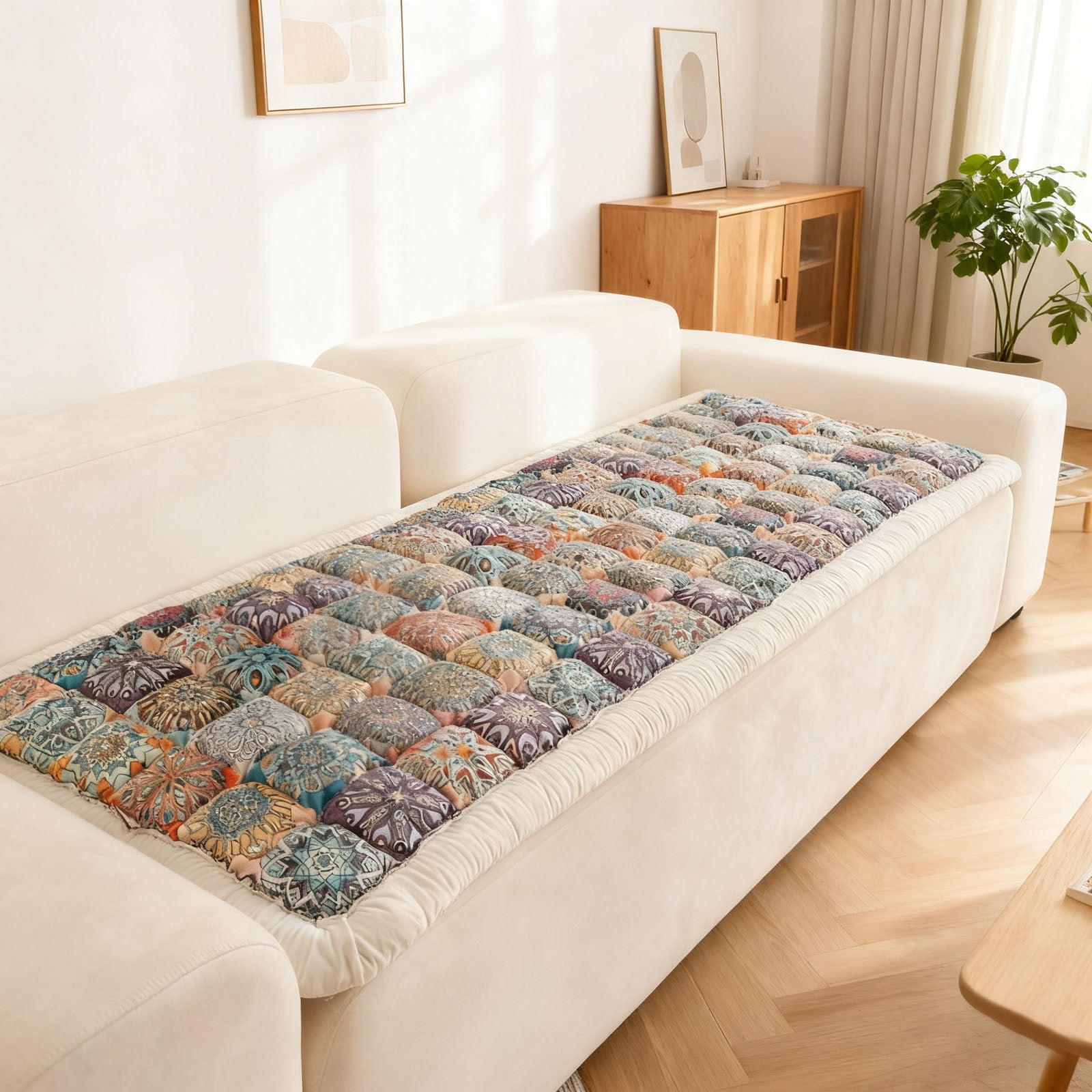 Window Seat Cushion 28x83in, Extra Long Sofa Topper, Tufted Bench Pad ...