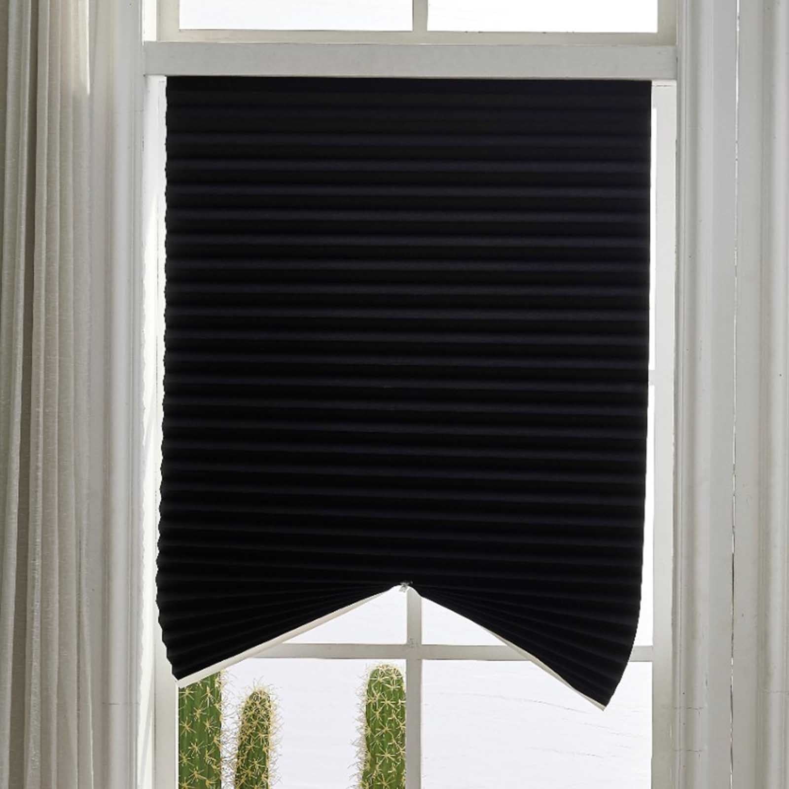 Window Shades - Pleated Paper Shades For Indoor Window Covers - Black ...