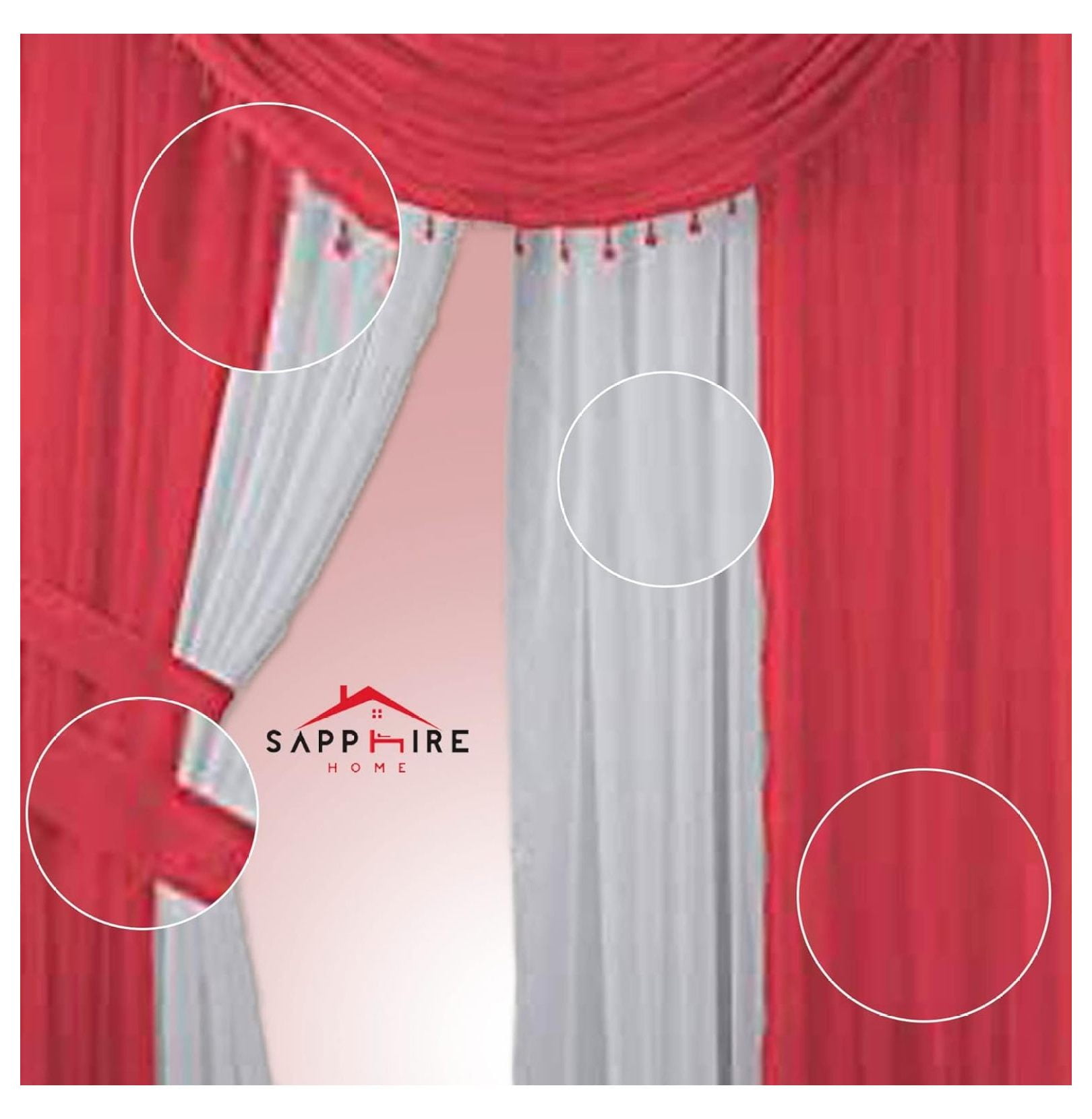 Window Sheer Curtains - Two Tone 4 Panels Set with Valance and Tiebacks ...