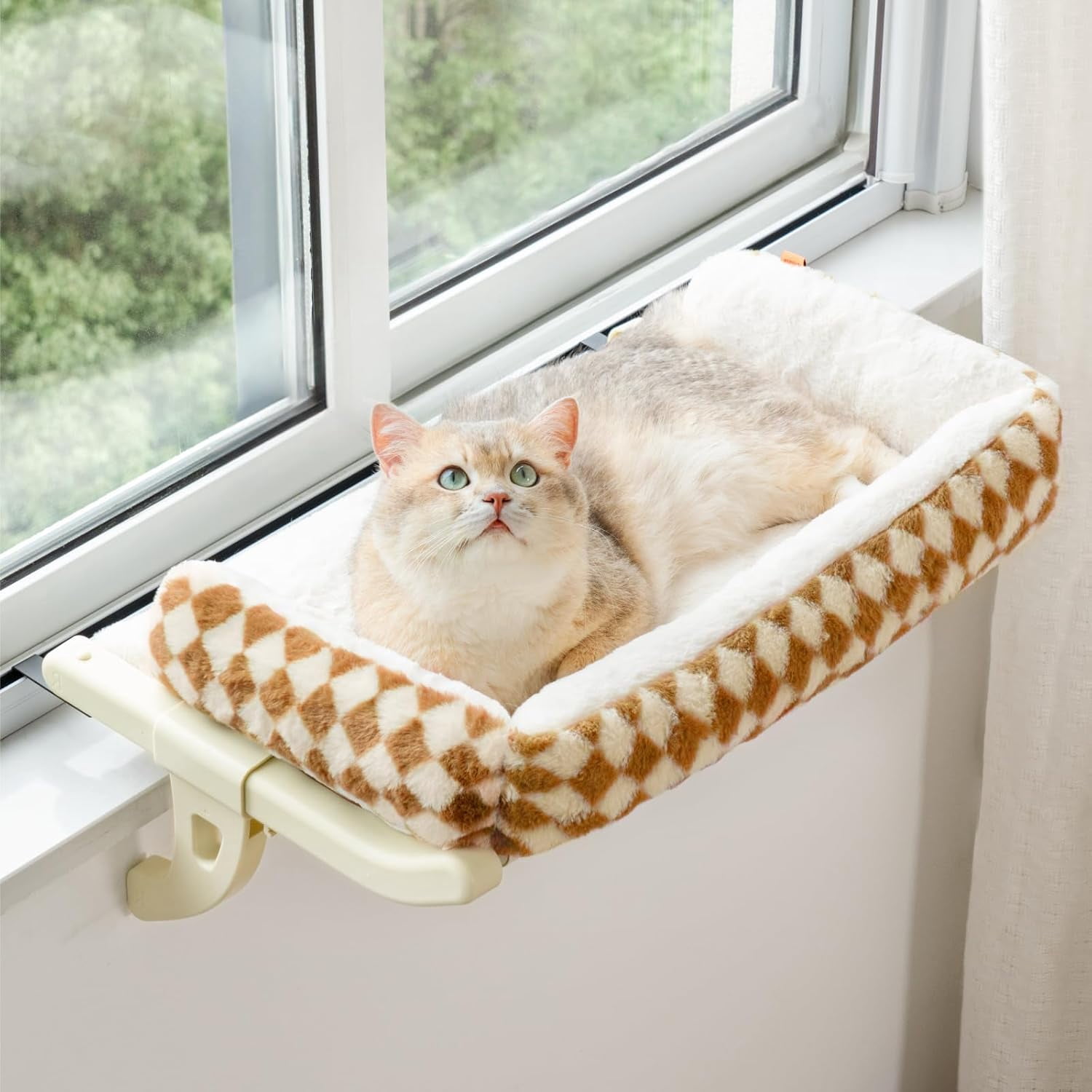 Window Sill Perch for Indoor Cats, One-Step Sliding Clamping Slot ...
