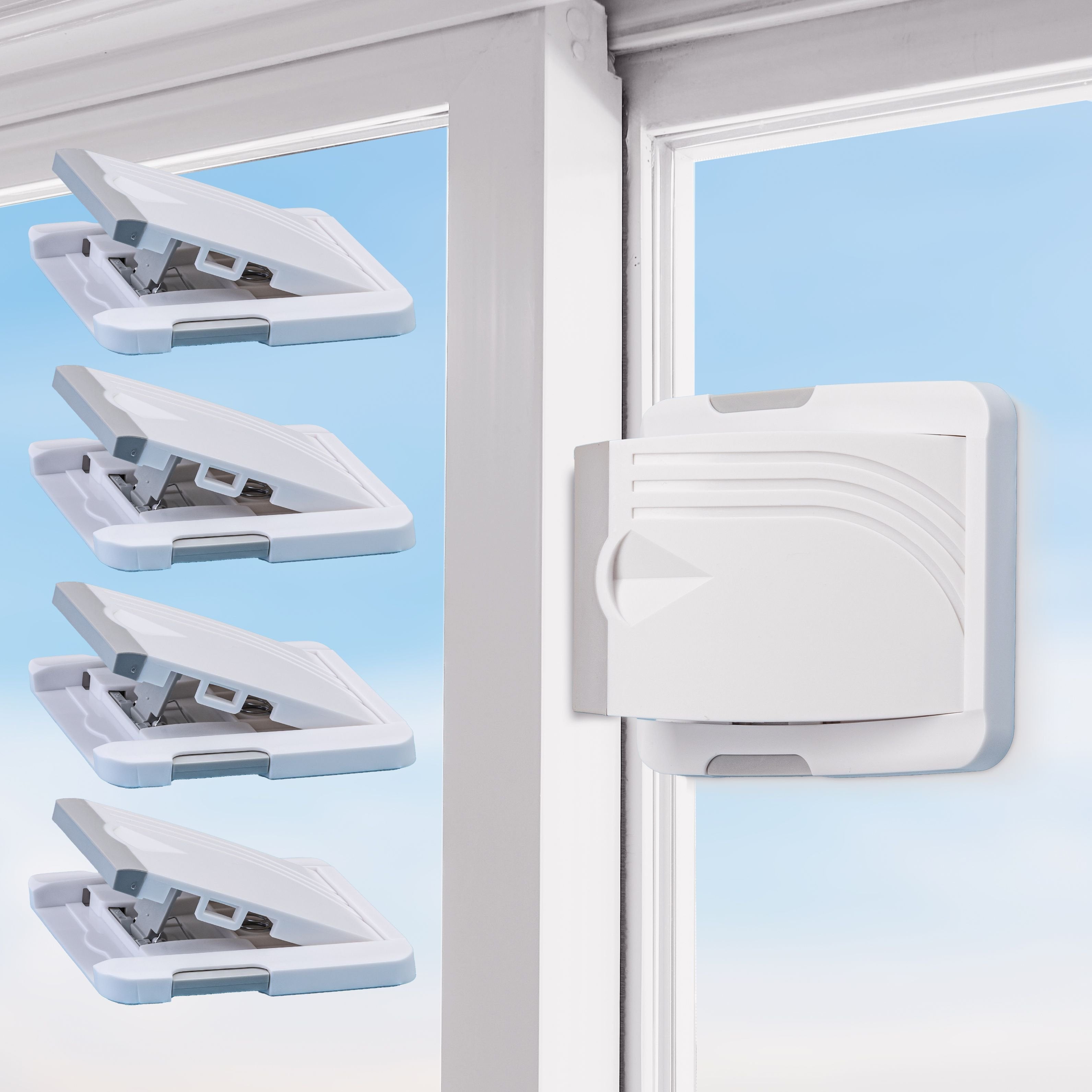 4-Pack Child-Proof Window & Glass Door Locks, 2-Button, 3M Adhesive ...
