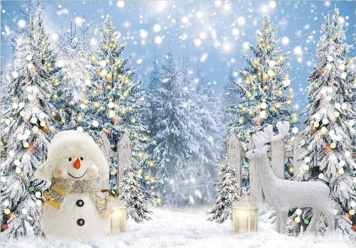 Window Snow Scene Backdrop Winter Wonderland Forest Background for Photography Christmas Party ...